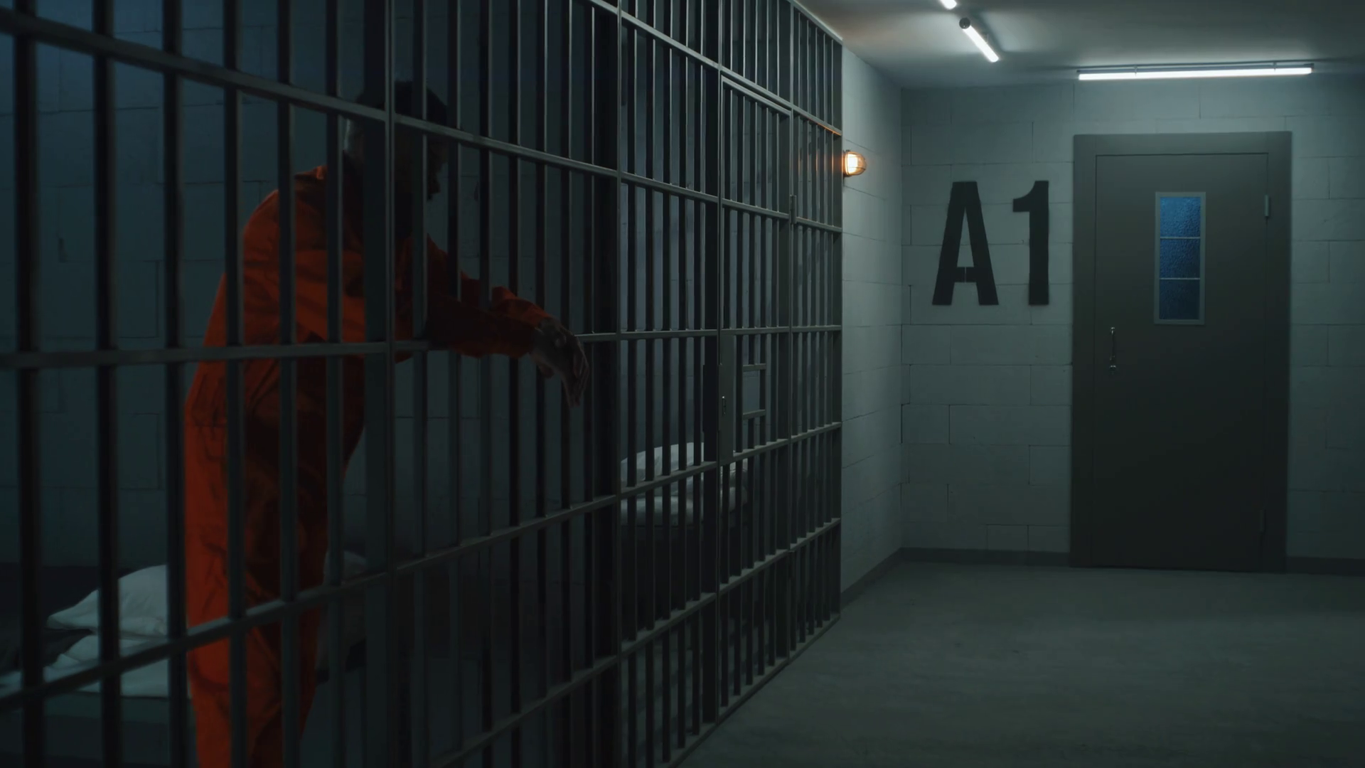 Prison Officer Locks Criminal In Orange Stock Footage SBV-347791345 ...