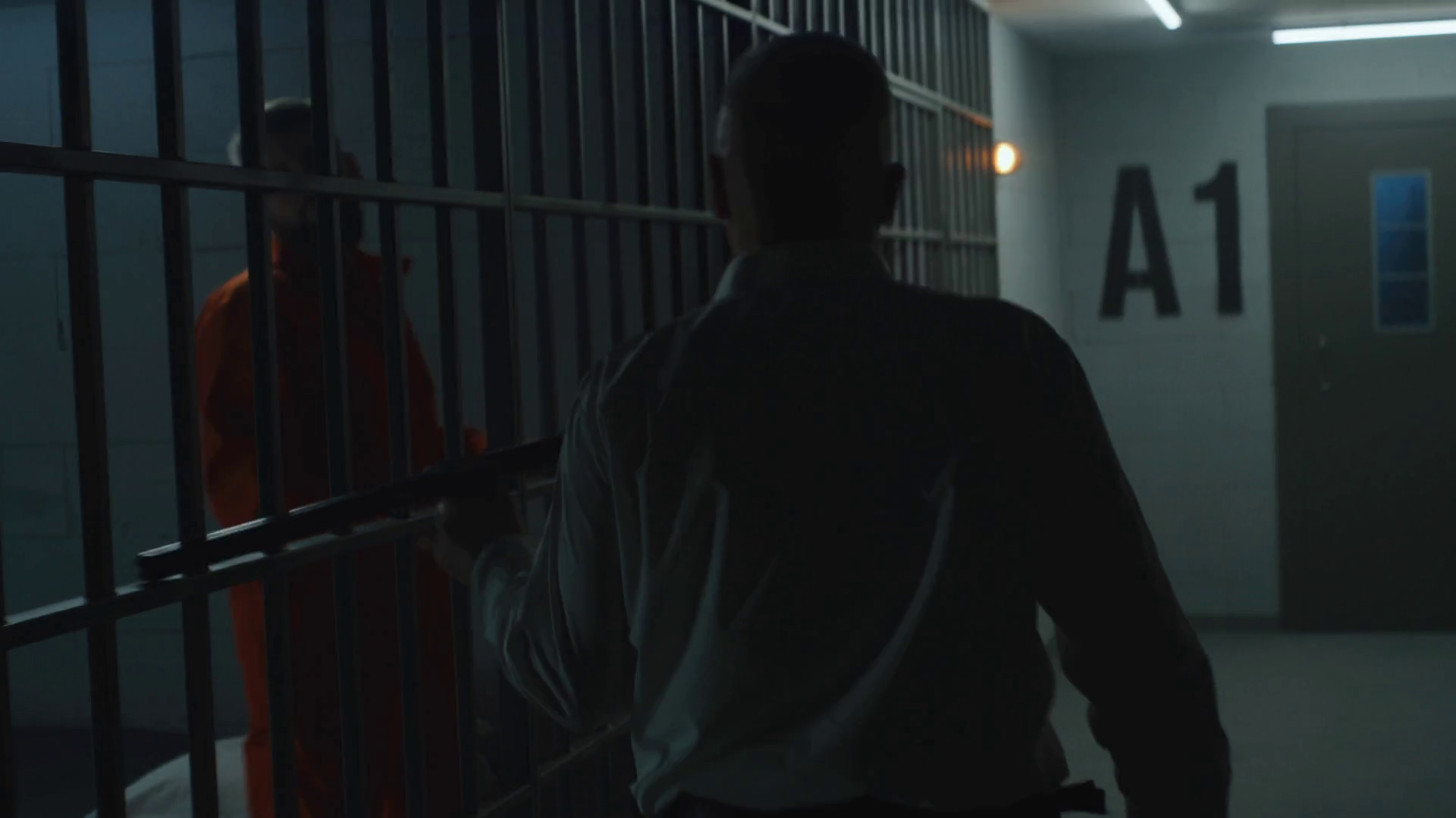 Jailer With Police Baton Watches Criminals Stock Footage SBV-347791330 ...