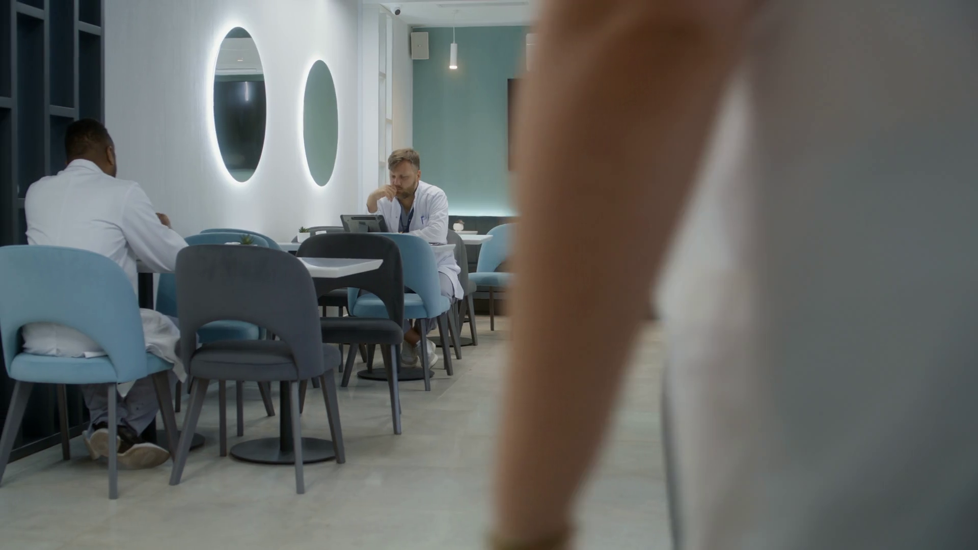 Female Doctor Walks Into Clinic Cafe Medical Stock Footage SBV ...