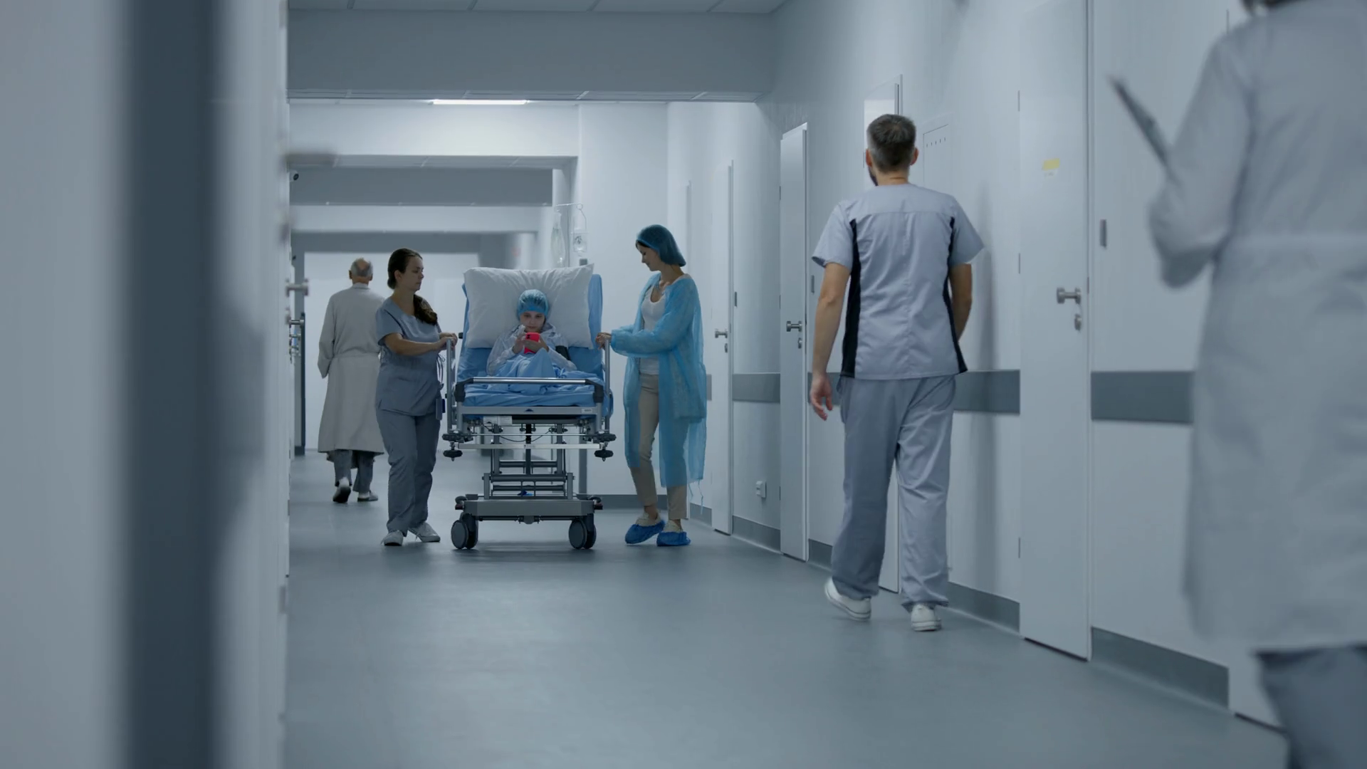 Nurse Mother Of Child Push Gurney With Young Stock Footage SBV ...