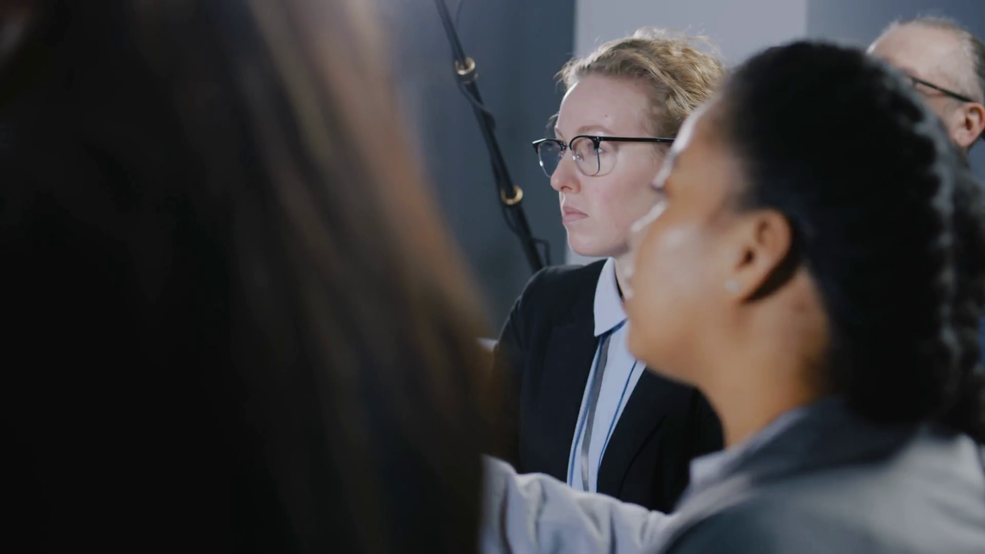 Diverse News Interviewers Talk With Stock Footage SBV-348920943 ...