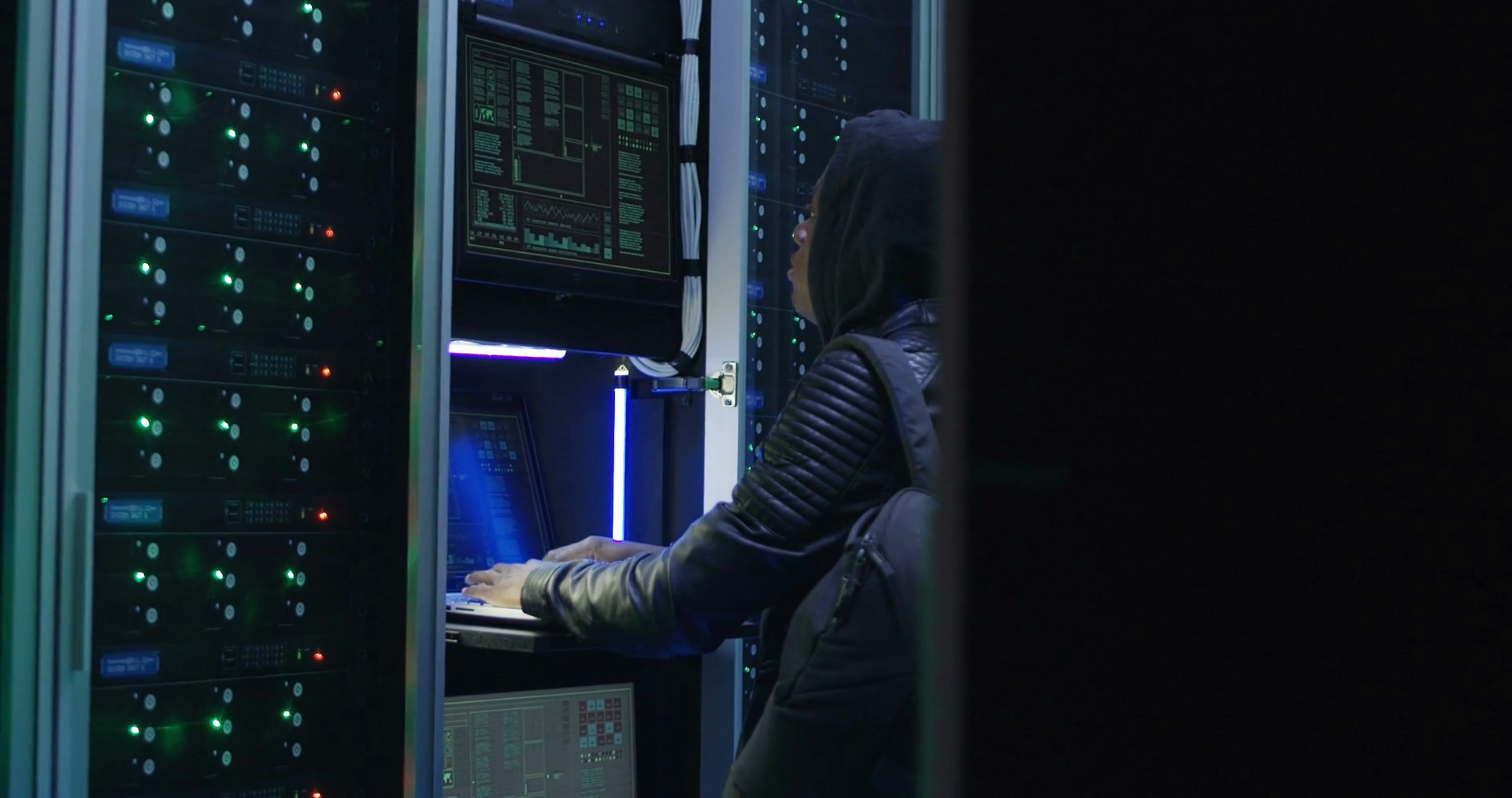 African American Man In Black Outfit Hacking Stock Footage SBV ...