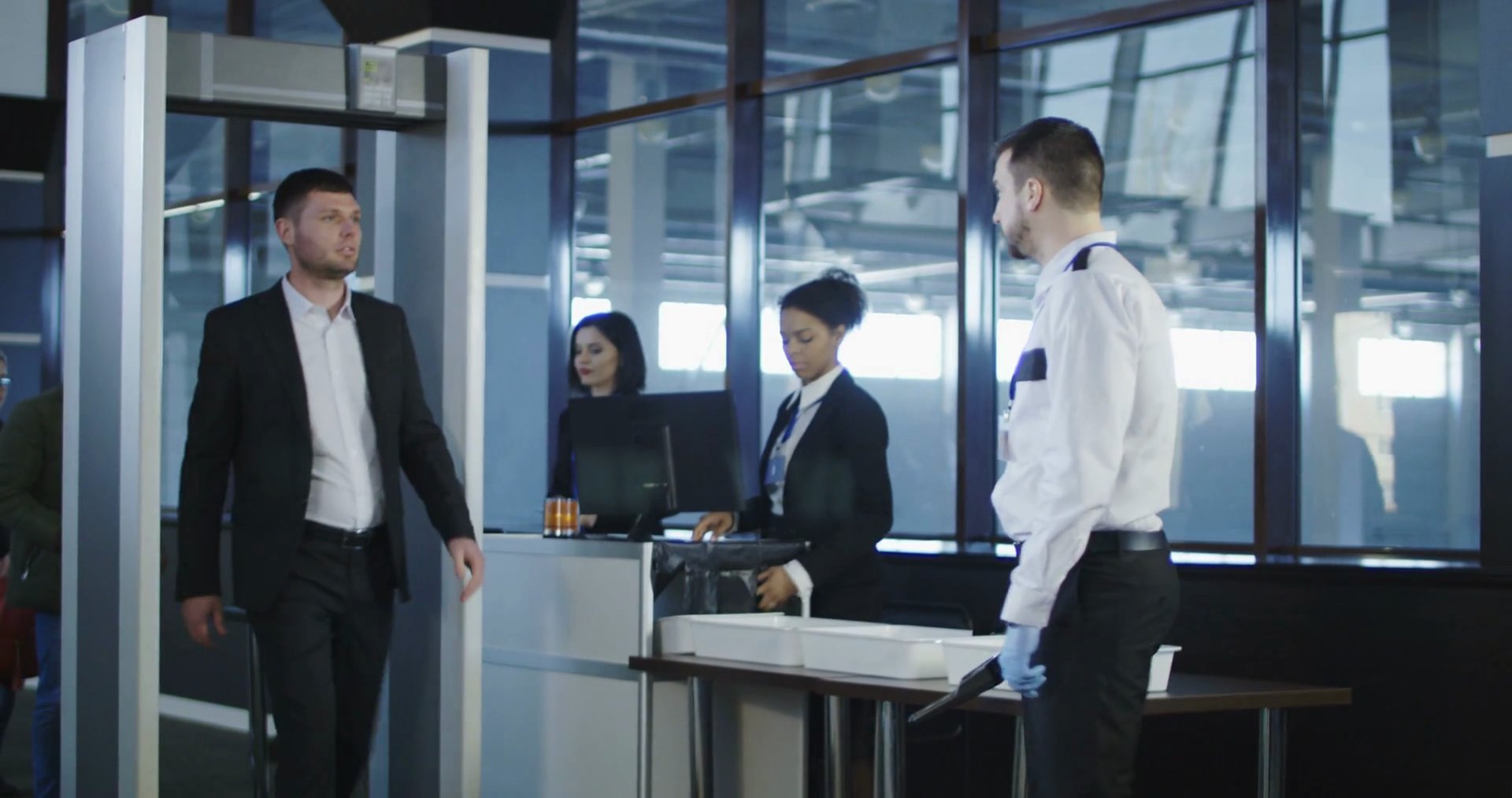 Airport Security Agent Using Metal Detector Stock Footage SBV-321816667 ...