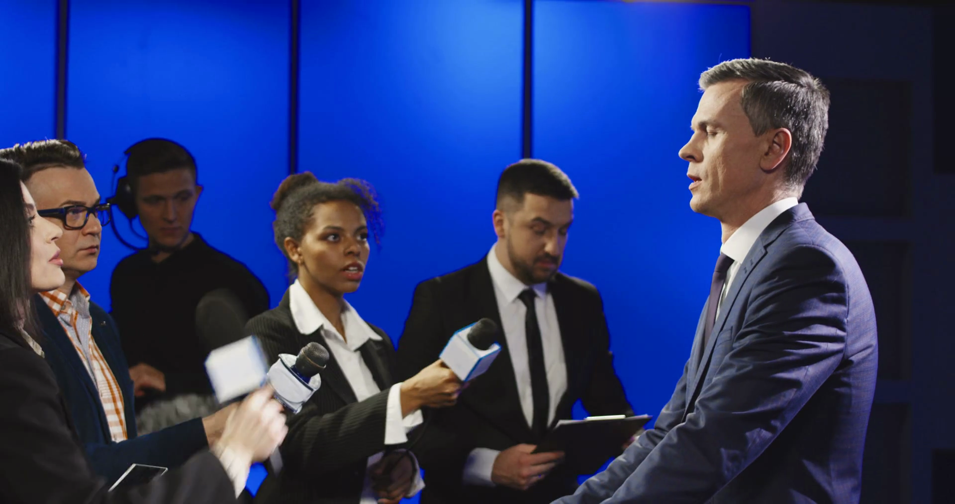 Big Group Of Multiracial Journalists With Stock Footage SBV-321245916 ...