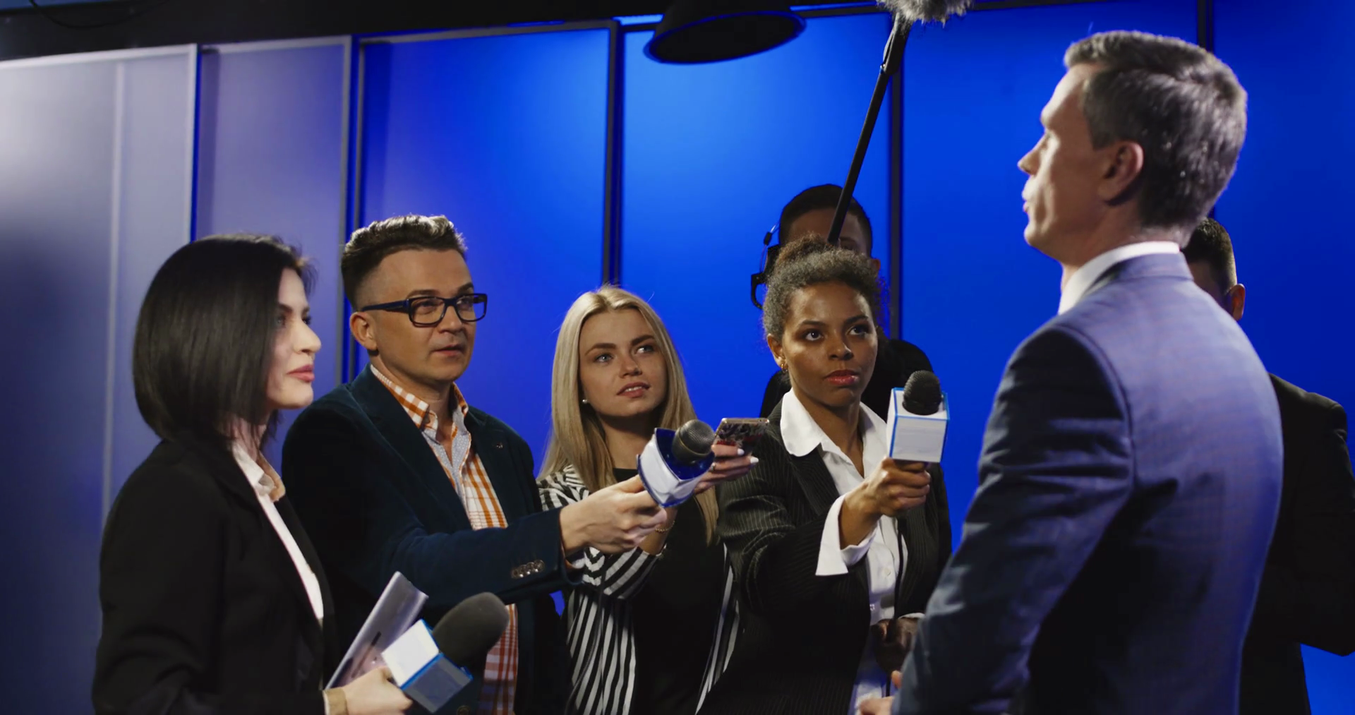 Big Group Of Multiracial Journalists With Stock Footage SBV-321245957 ...