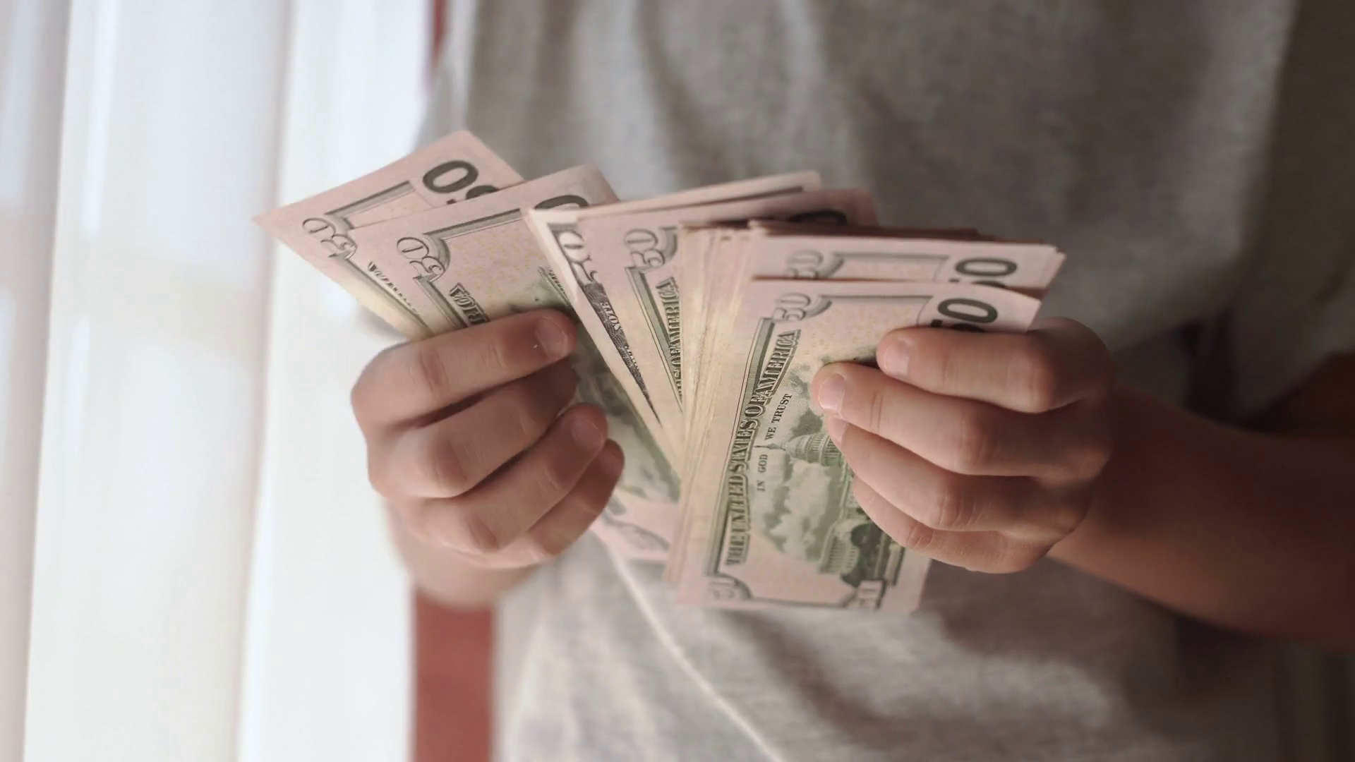 Close-up Hands Of Child Counting Cash Money Stock Footage SBV-317198350 ...