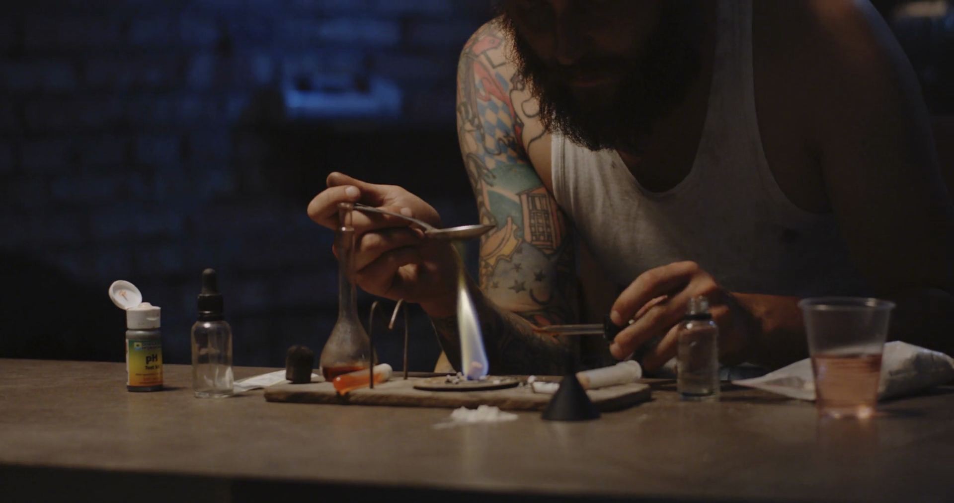 Close-up Of Drug Addict Heating Drug In Stock Footage SBV-336863724 ...