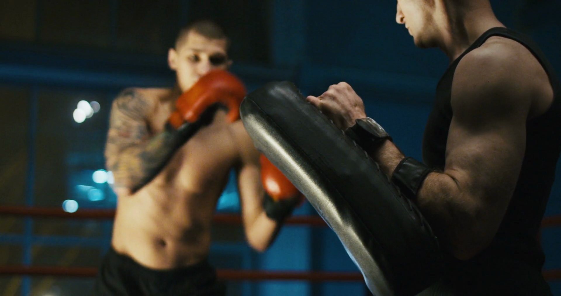 Boxer Practicing Thai Boxing With Trainer In Stock Footage SBV ...