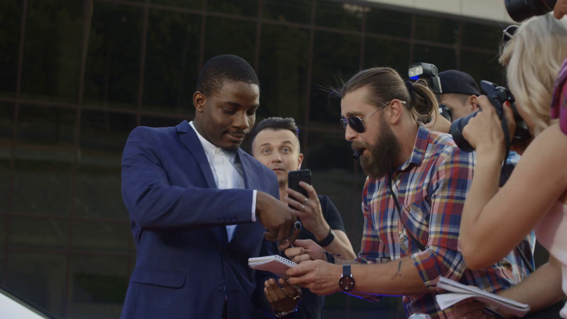 Ethnic Celebrity Man Giving Autographs To Stock Footage SBV-325220049 ...