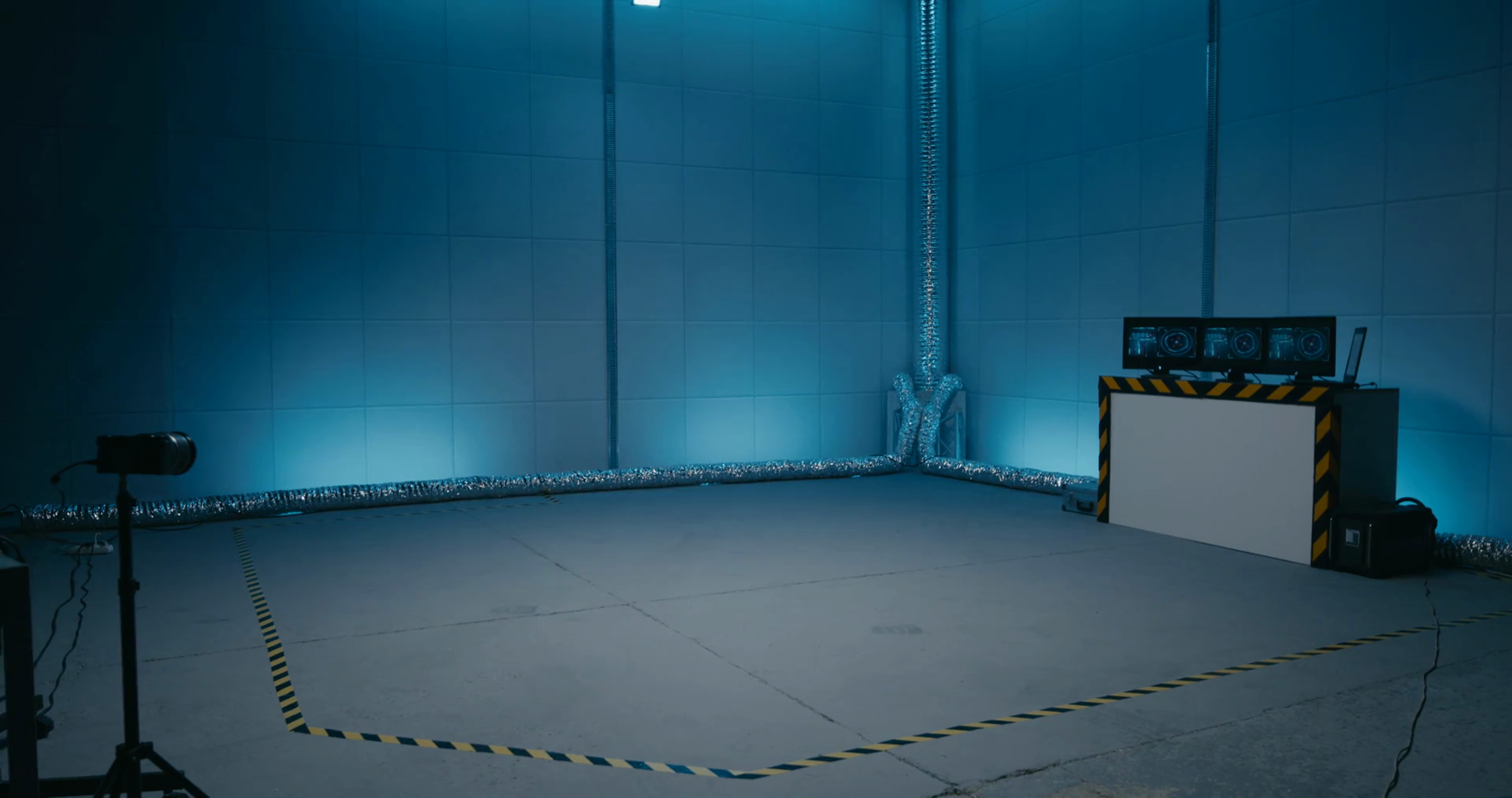 Full shot of empty test chamber with computers Stock Video Footage 00: ...