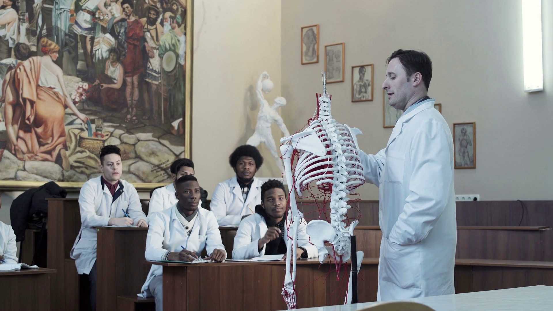 Diverse Interns/students At Anatomy Lecture Stock Footage SBV-313581440 ...