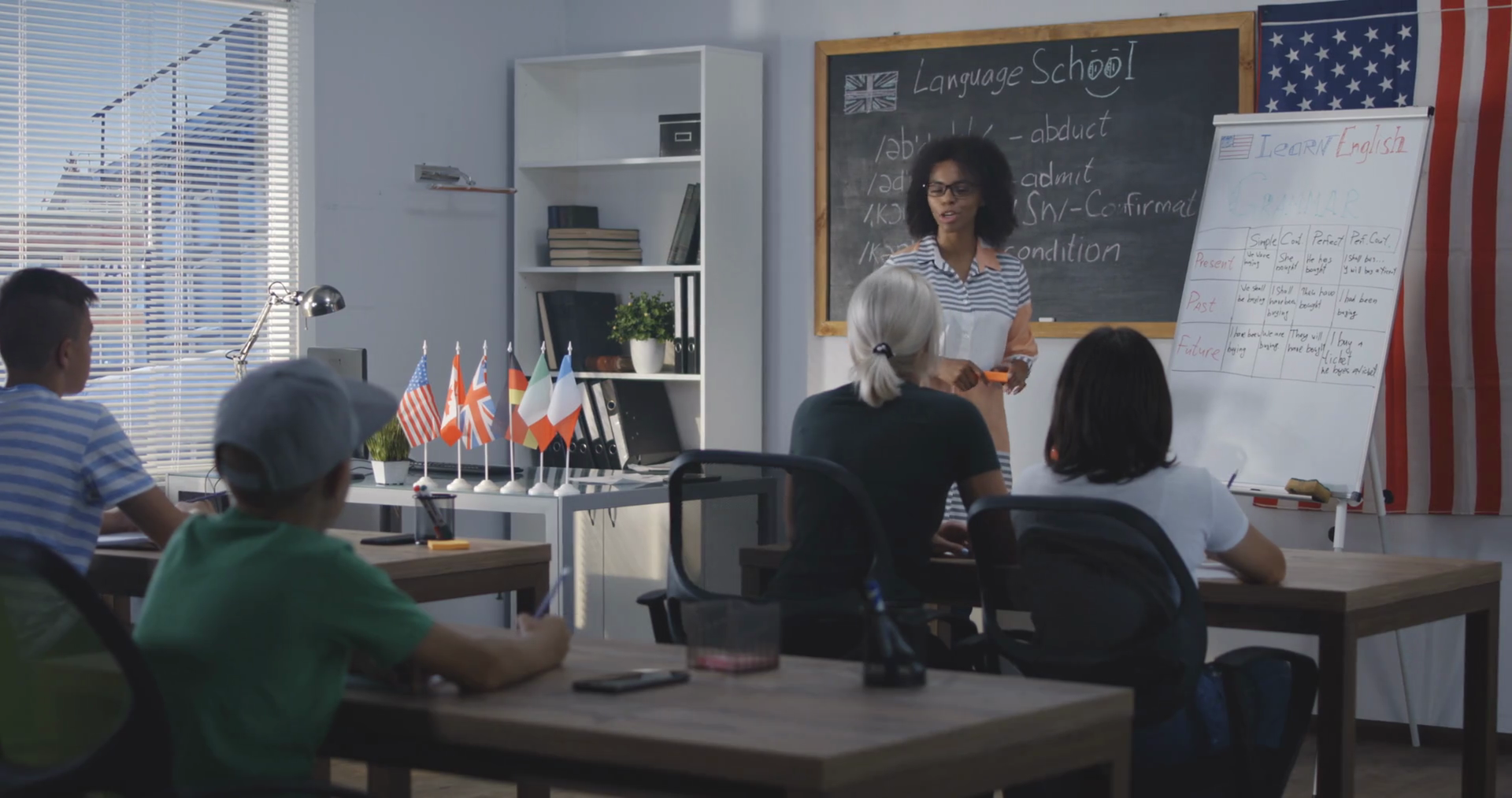 Long Shot Of Teacher Giving Class Using Flip Stock Footage SBV ...