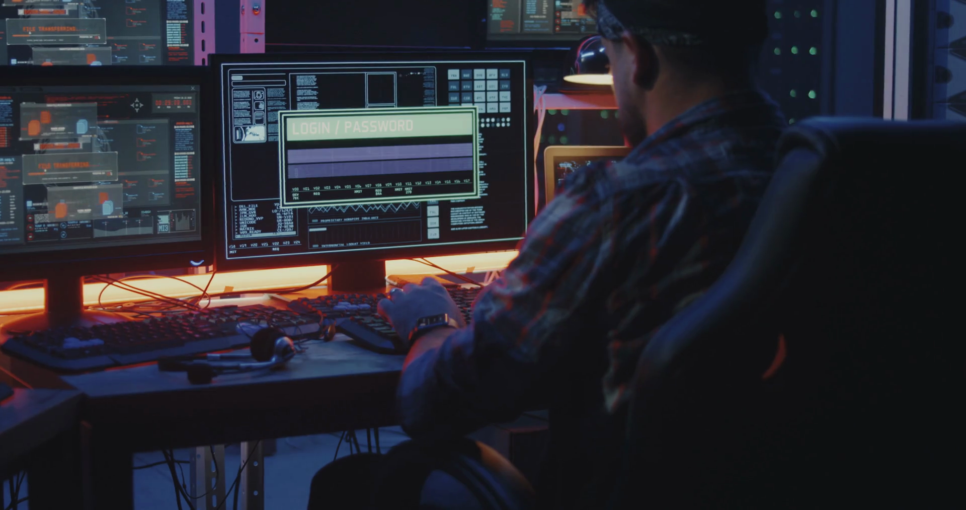 Medium Close-up Of Hacker Intercepting Video Stock Footage SBV ...