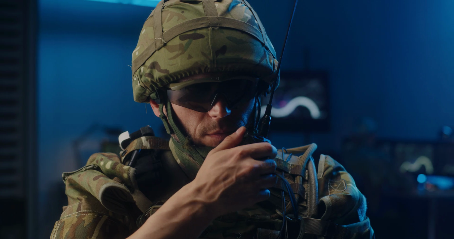 Medium Close-up Of Soldier Talking Into Stock Footage SBV-338547395 ...