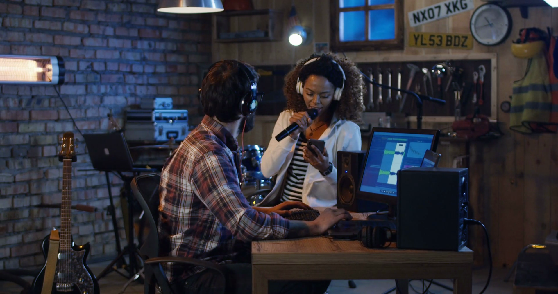 Young Musicians Recording Vocal In Home Stock Footage SBV-330206700 ...