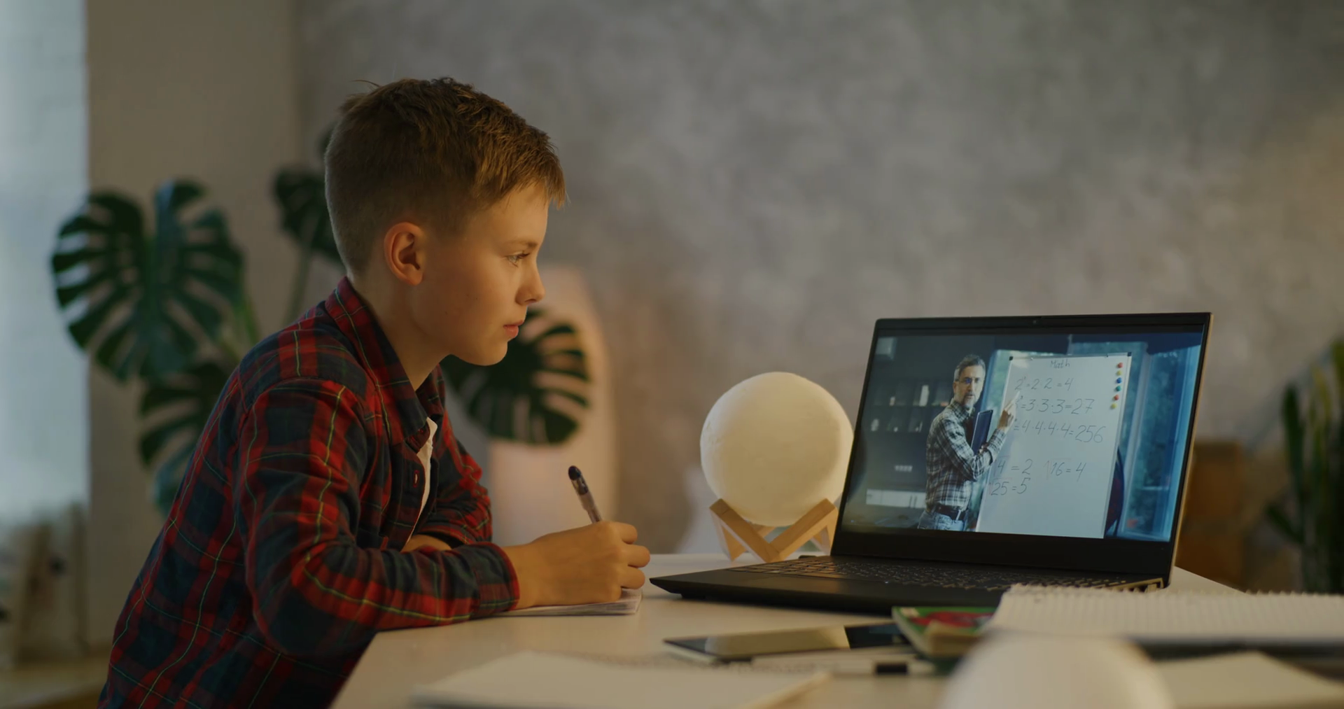 Medium Shot Of Boy Having Online Maths Class Stock Footage SBV ...