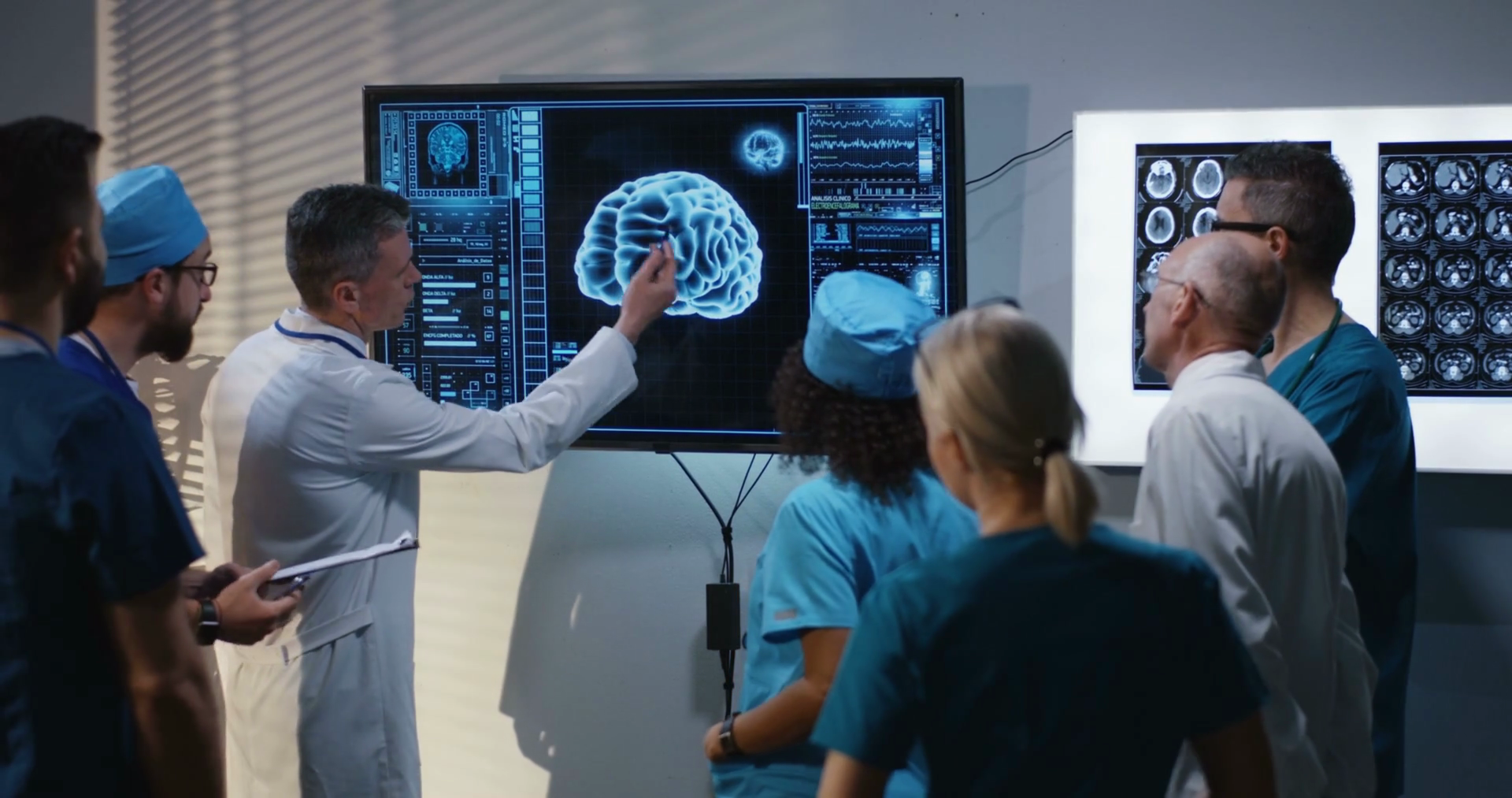 Medium Shot Of Doctors Discussing Brain Stock Footage SBV-334334121 ...