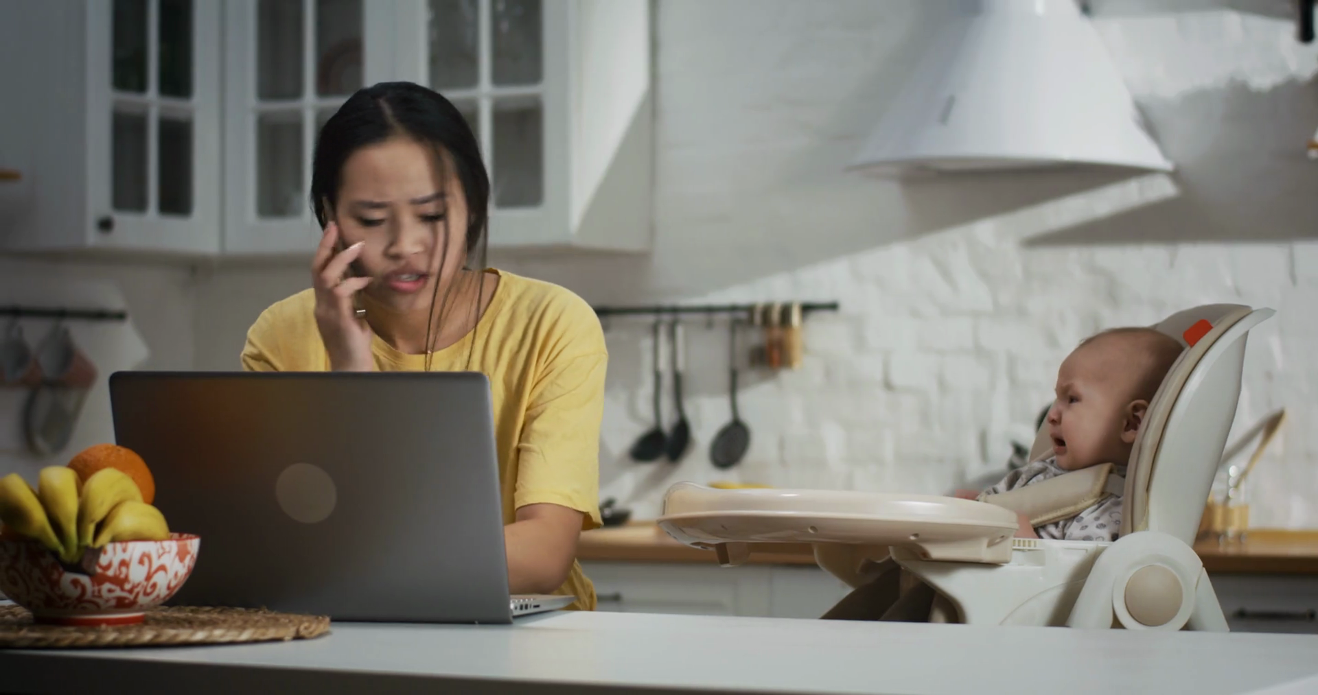 Frustrated Mother Multitasking With Crying Stock Footage SBV-338164250 ...
