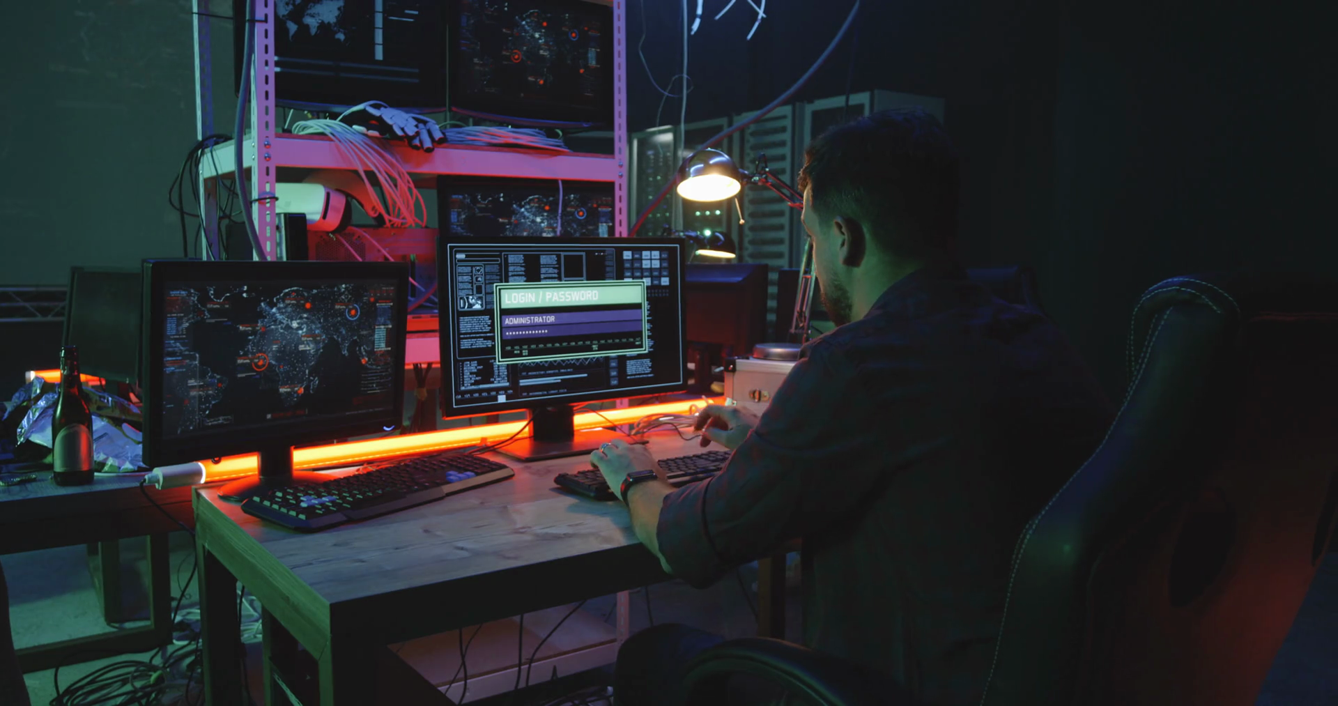 Medium Shot Of Hacker Destroying Keyboard In Stock Footage SBV ...