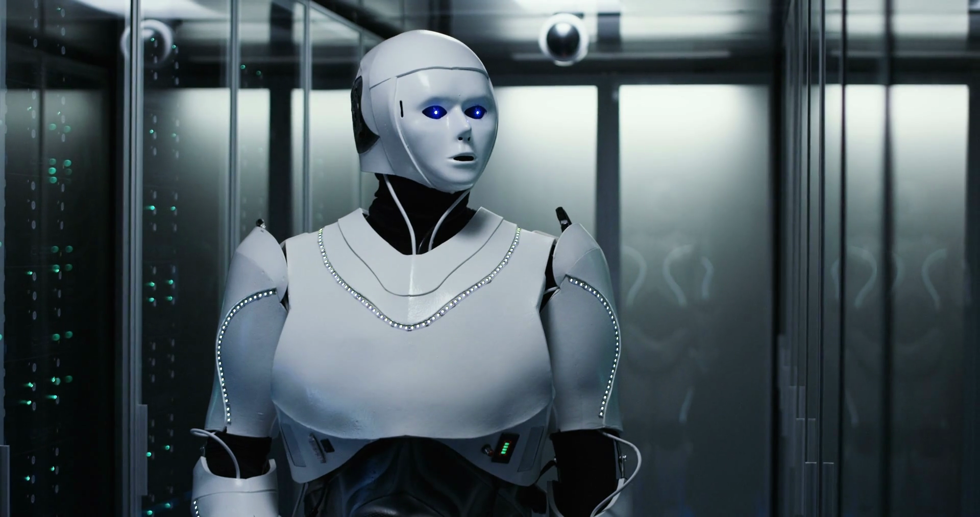 Medium Shot Of Humanoid Robot Using Tablet Stock Footage SBV-330424031 ...