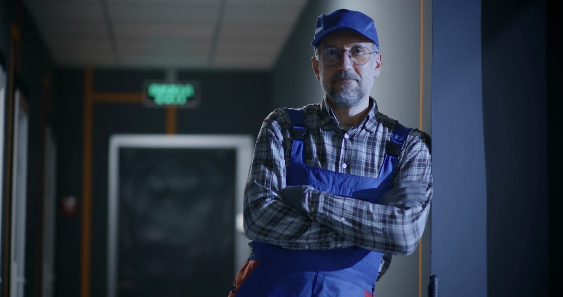 Medium Shot Of Janitor Standing With Arms Stock Footage SBV-338430436 ...