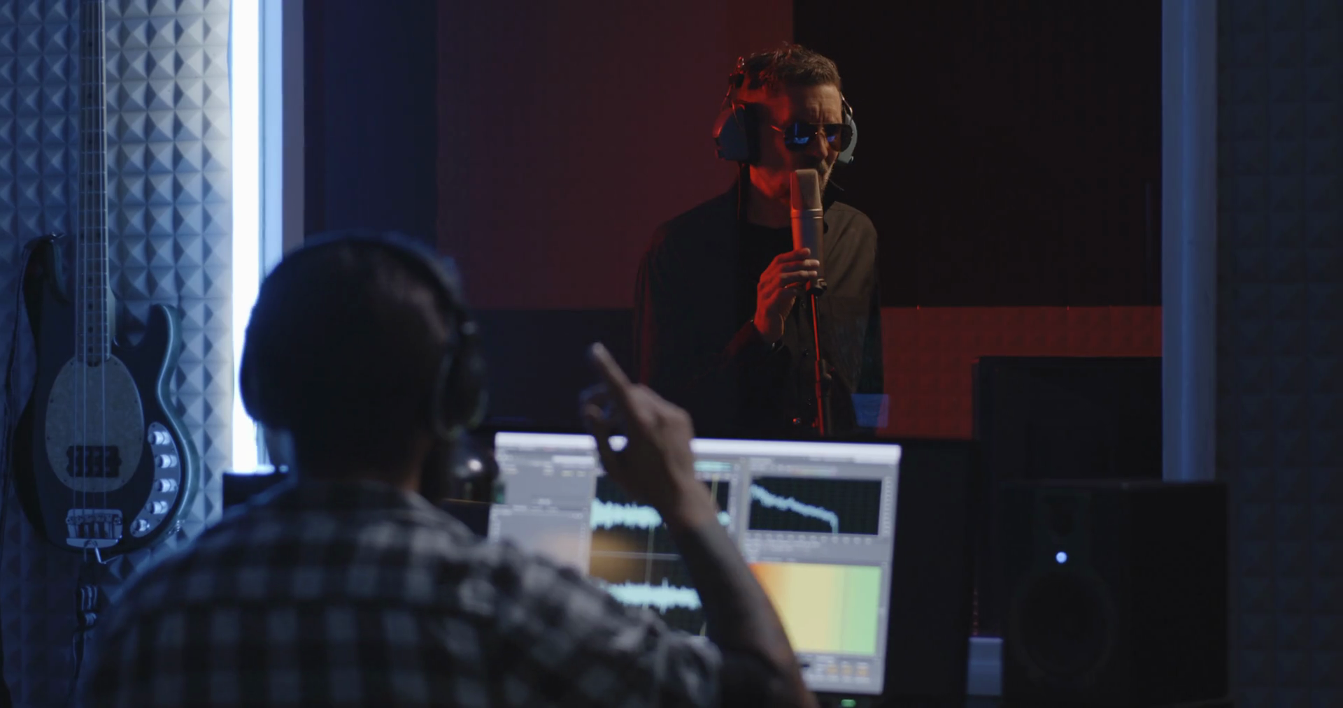 Medium Shot Of Male Actor Doing Voice Over Stock Footage SBV-336740809 ...