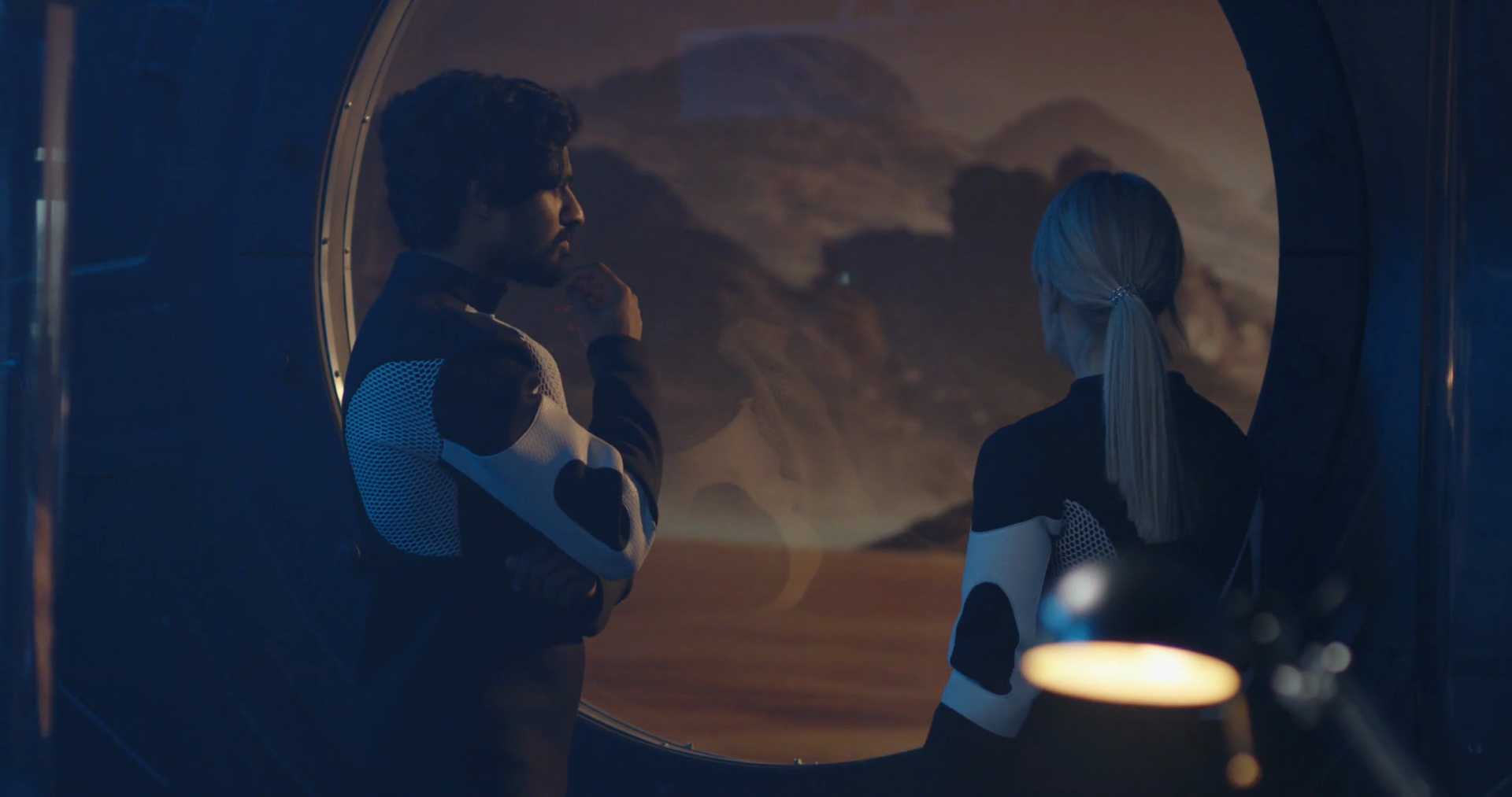 Medium Shot Of Male Female Astronaut Talking Stock Footage SBV ...