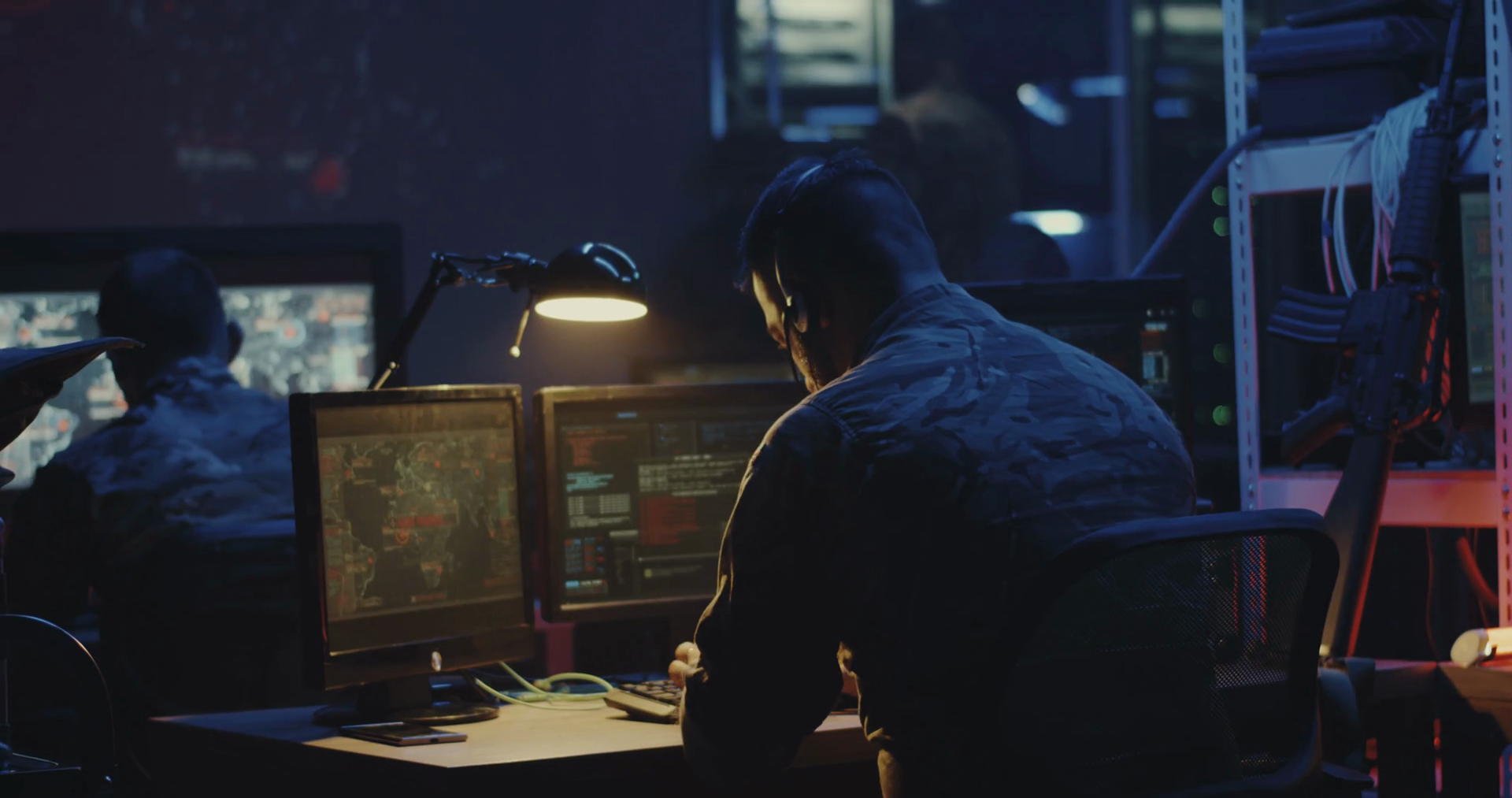 Medium Shot Of Soldier Working On Computer Stock Footage SBV-337746649 ...