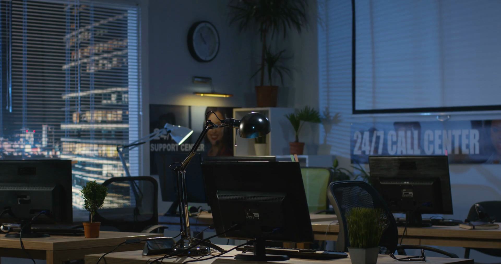 Medium Shot Of Empty Office At Night Stock Footage SBV-333493809 ...