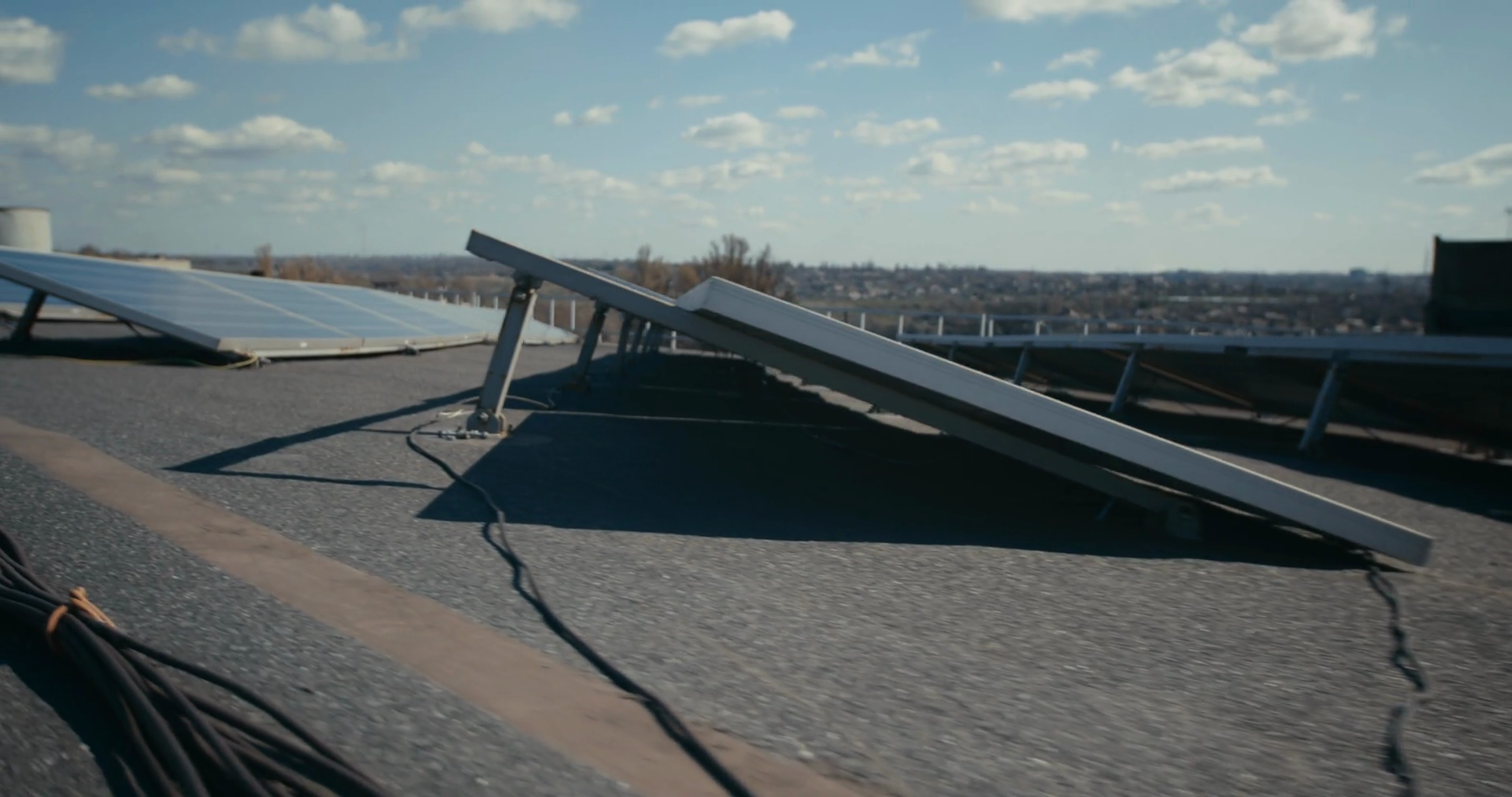 Medium Shot Of Solar Panels On Flat Roof Stock Footage SBV-338250082 ...