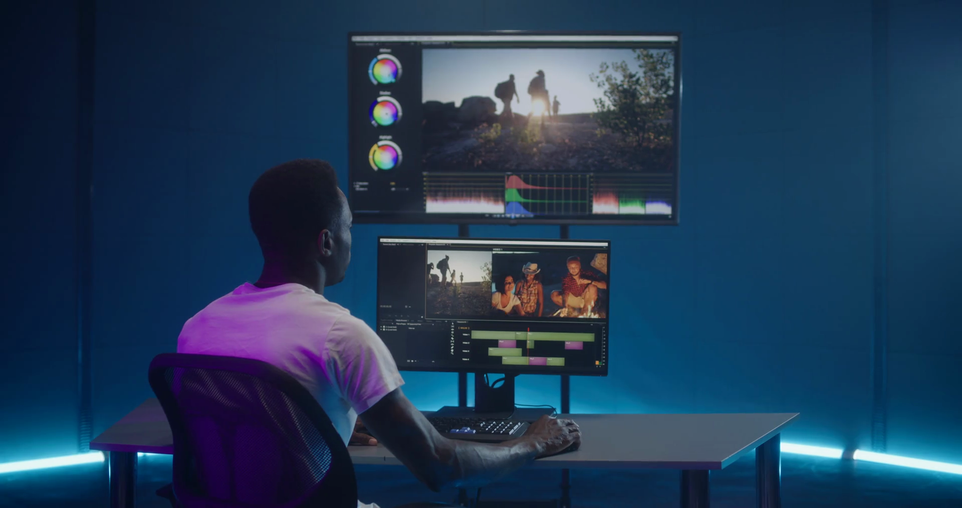 Medium Shot Of Video Editor Working At Stock Footage SBV-338559044 ...