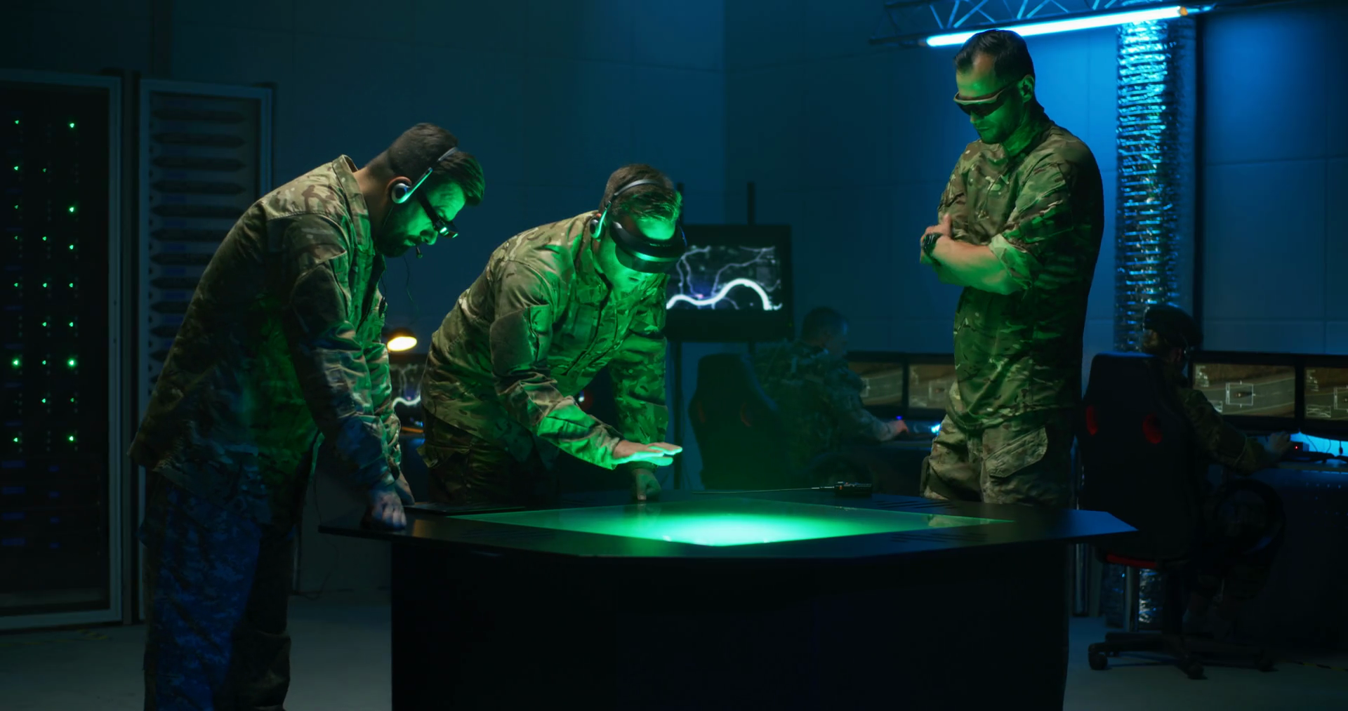 Medium Shot Of Vr Headset Wearing Soldiers Stock Footage SBV-338547961 ...