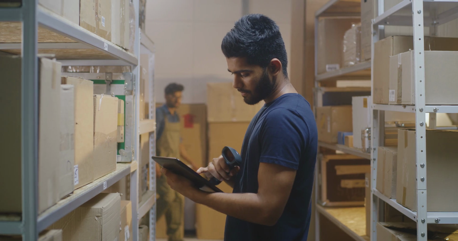 Young Workers Checking Boxes In Distribution Stock Footage SBV ...