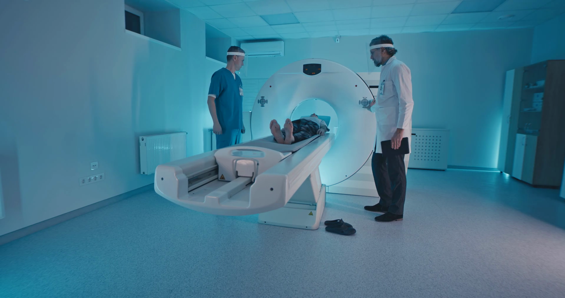 Men In Medical Uniform Finishing Ct Scanning Stock Footage SBV ...