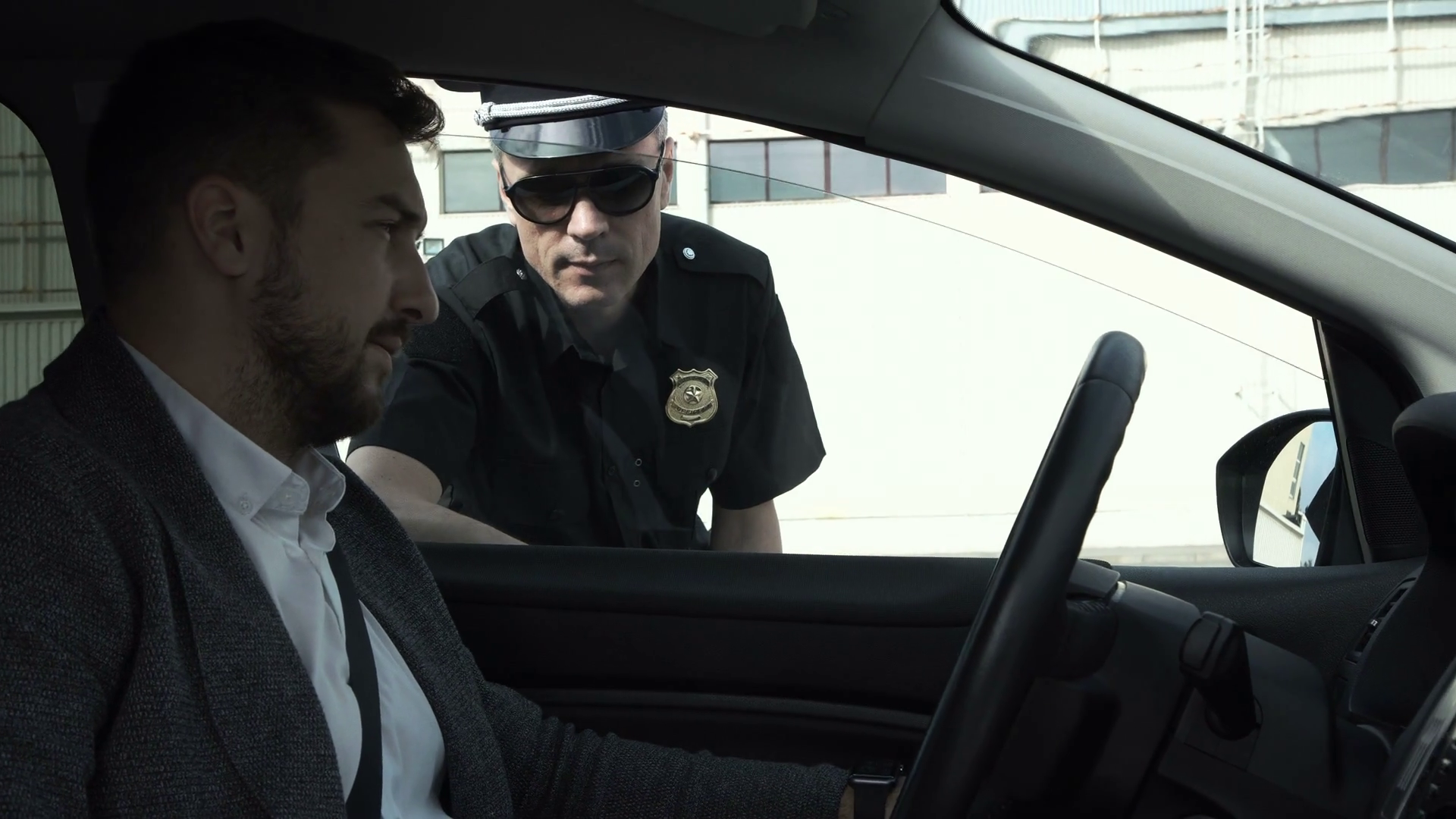 Policeman Stopping Driver In Car To Question Stock Footage SBV ...