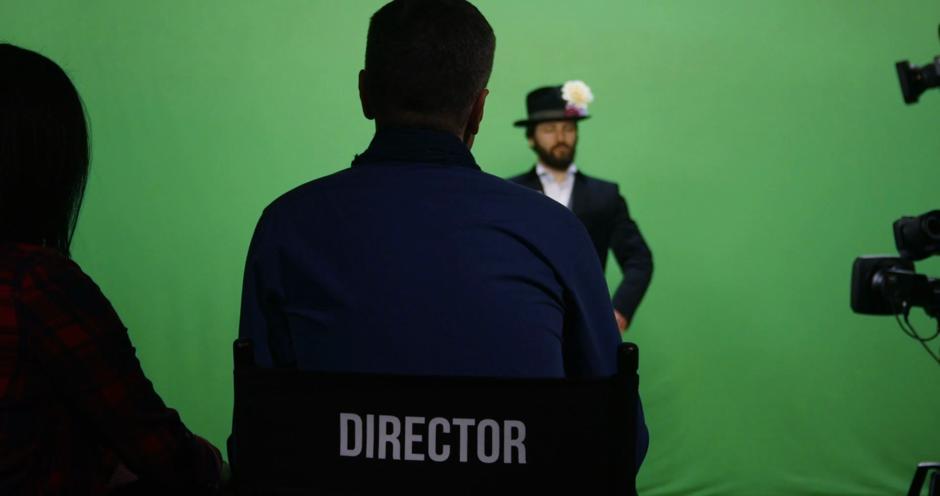 Slow motion shot of a director watching an actor performing an angry ...