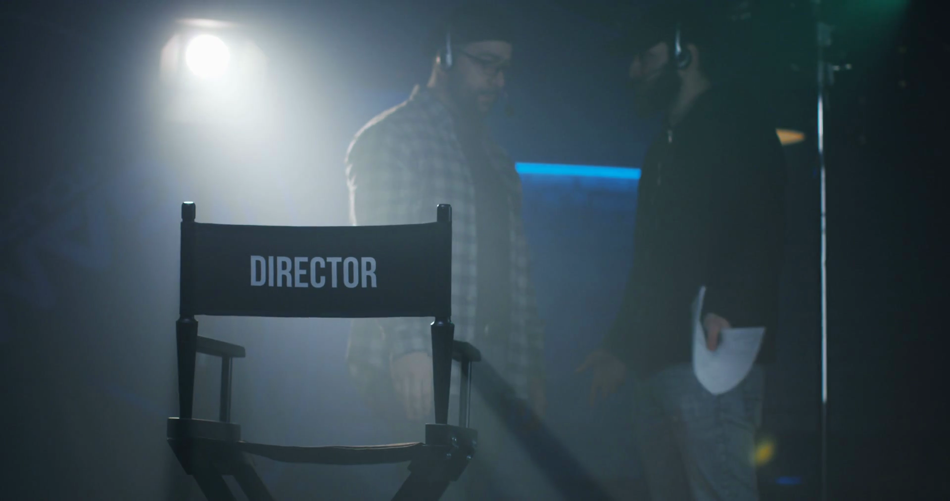 Two Men Standing In Spotlight On Movie Set Stock Footage SBV-331824635 ...