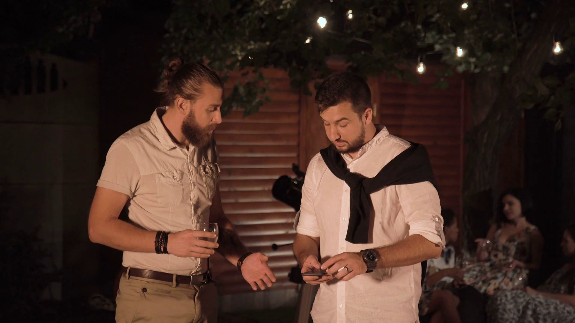 Two Men Talking Using Smartphone Together Stock Footage SBV-318014106 ...