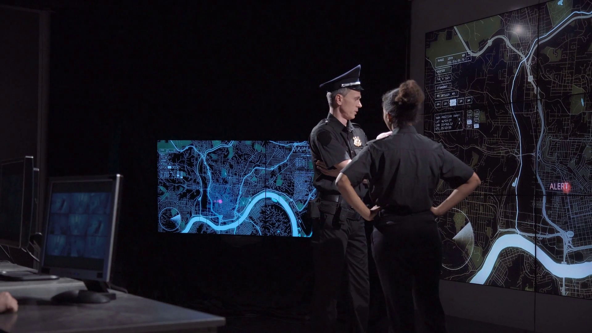Two Proficient Police Officers Analyzing Stock Footage SBV-318814788 ...