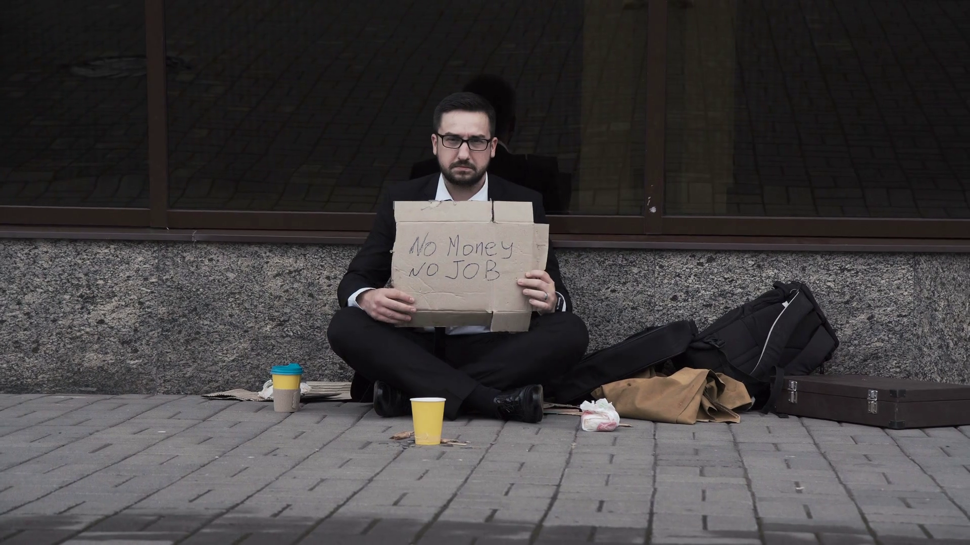 Unemployed Sad Businessman Sitting On Stock Footage SBV-318184993 ...