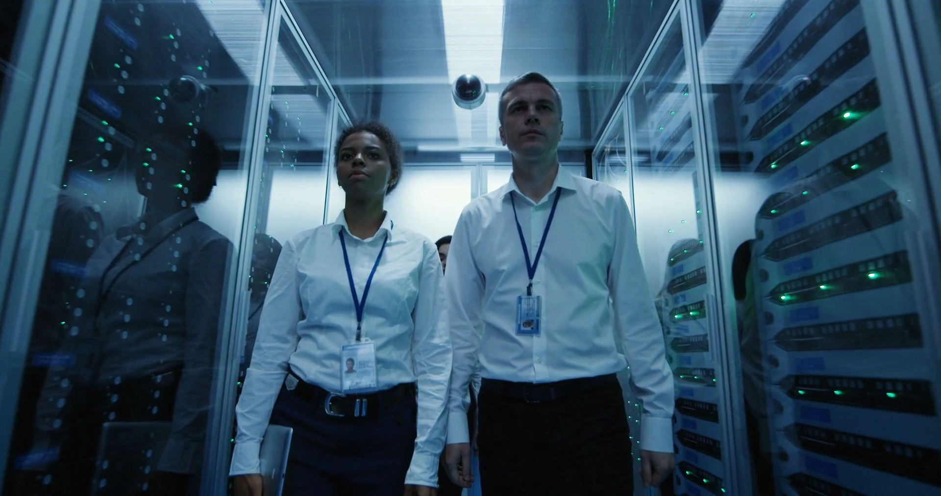 Wide Shot Of Workers In Data Center Walking Stock Footage SBV-328400849 ...