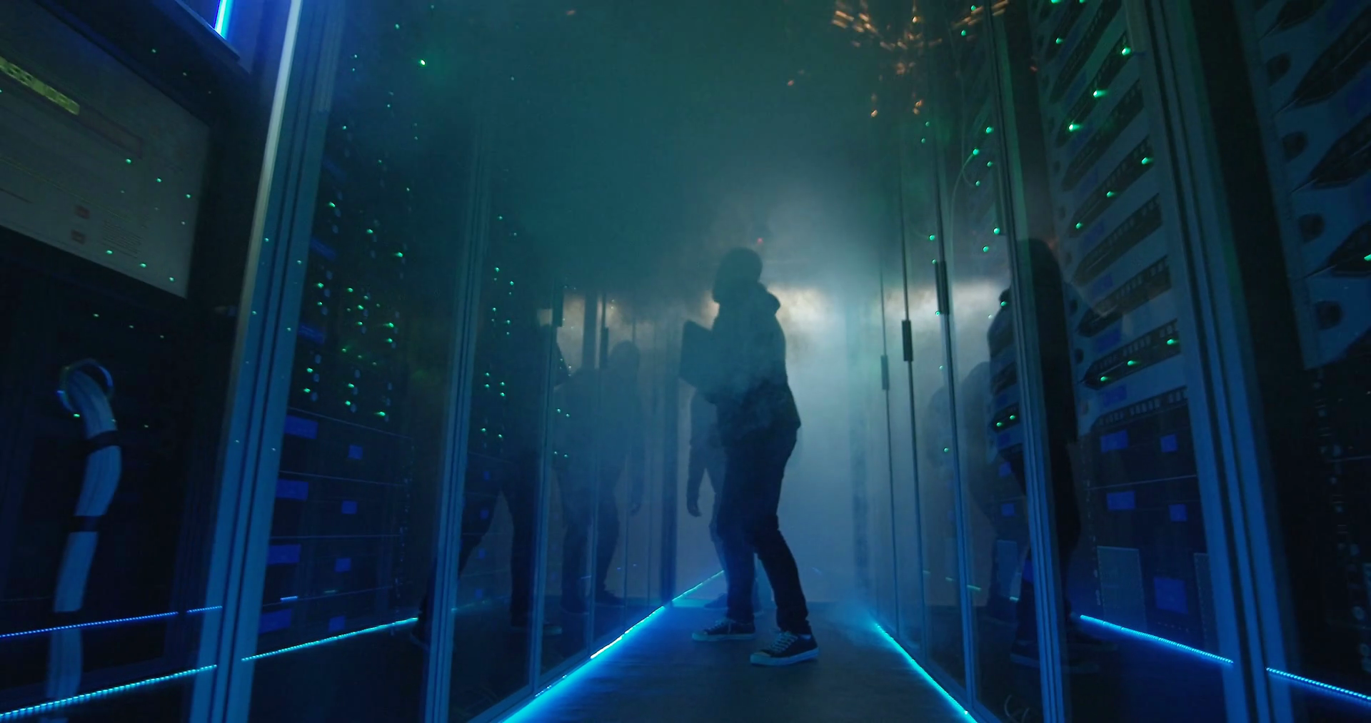 Wide Slow Motion Shot Of Two Hackers Stock Footage SBV-328384363 ...