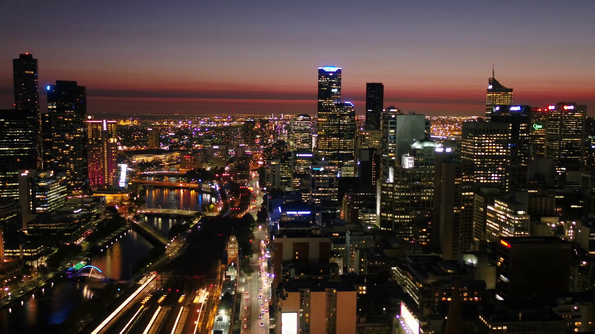 Aerial Australia Melbourne April 2018 Night Stock Footage SBV-323056802 ...