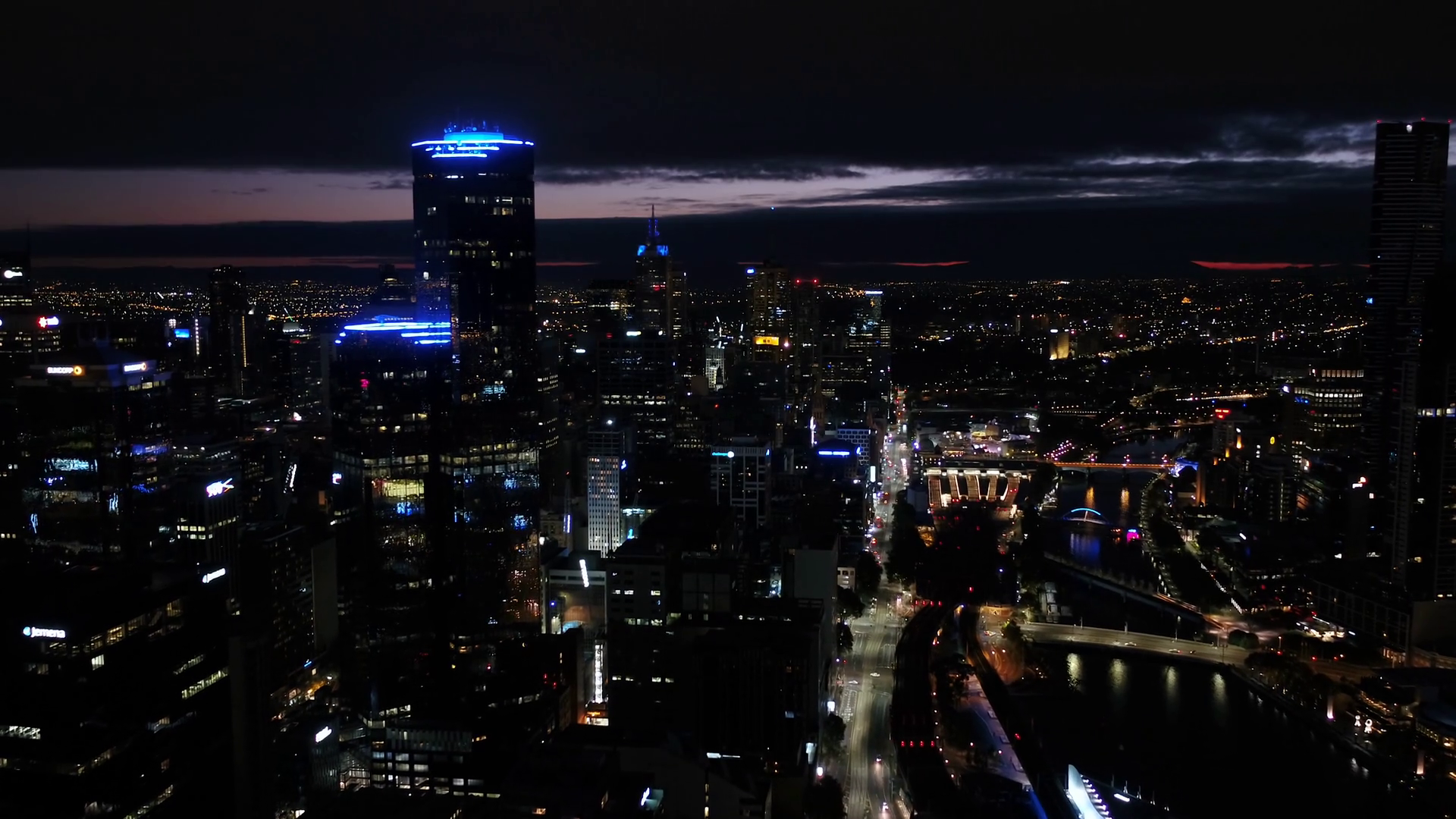 Aerial Australia Melbourne April 2018 Night Stock Footage SBV-323060194 ...