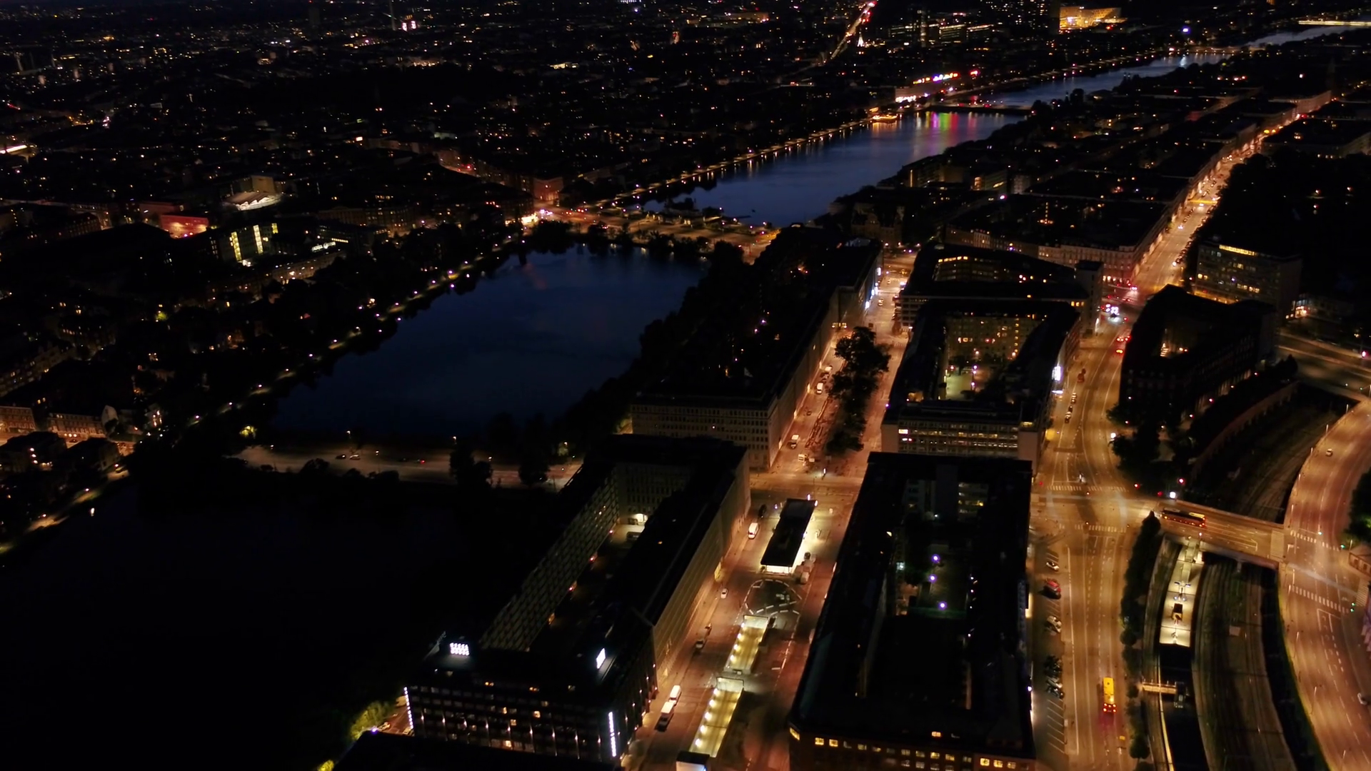 Aerial Denmark Copenhagen June 2018 Night Stock Footage SBV-332221811 ...