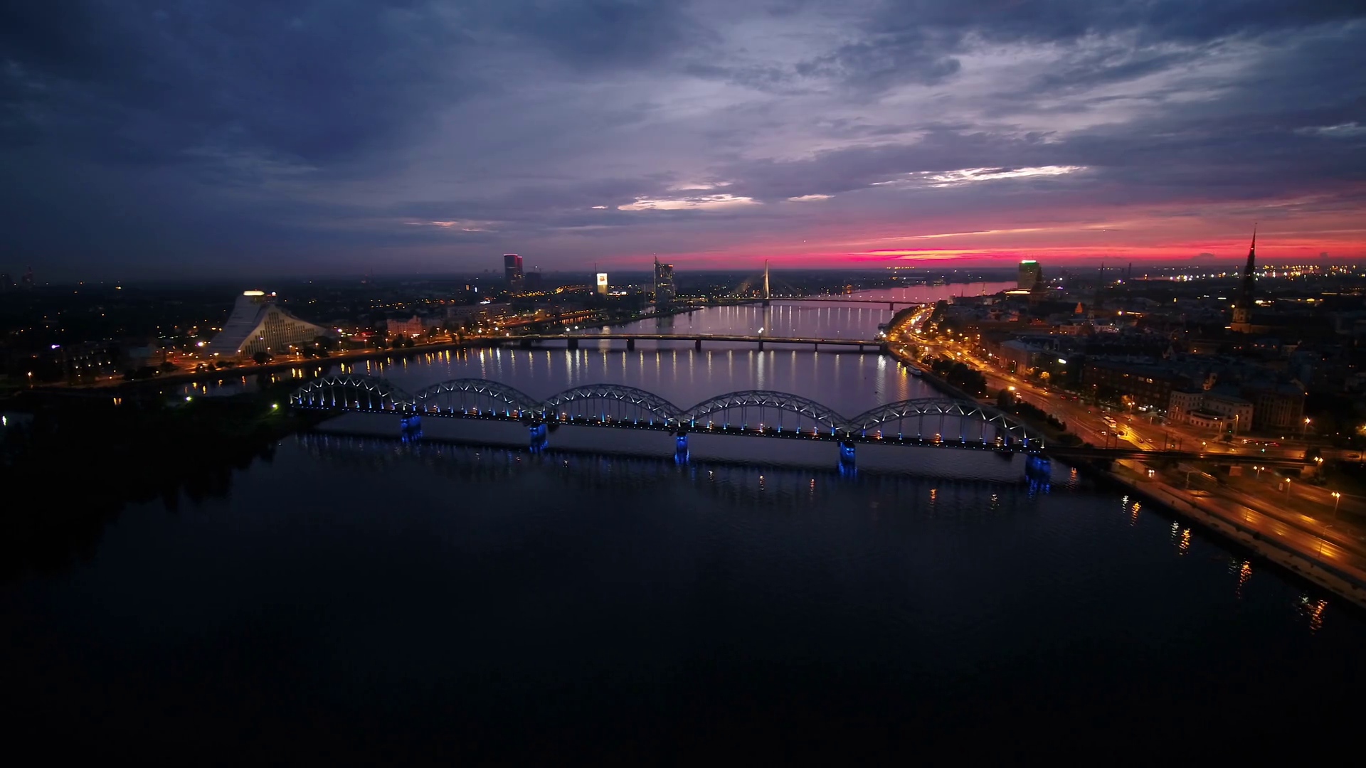 Aerial Latvia Riga June 2018 Night 15mm Wide Stock Footage SBV ...