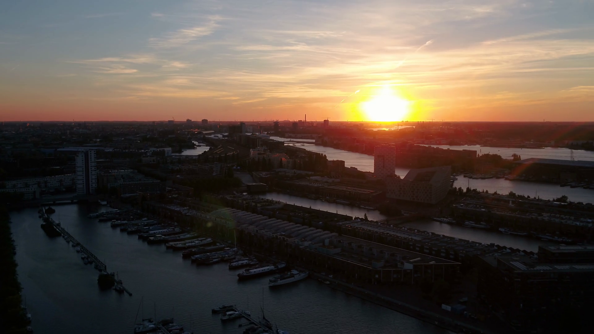 Aerial Amsterdam Sunset Video - June 2018 Stock Footage SBV-332434964 ...