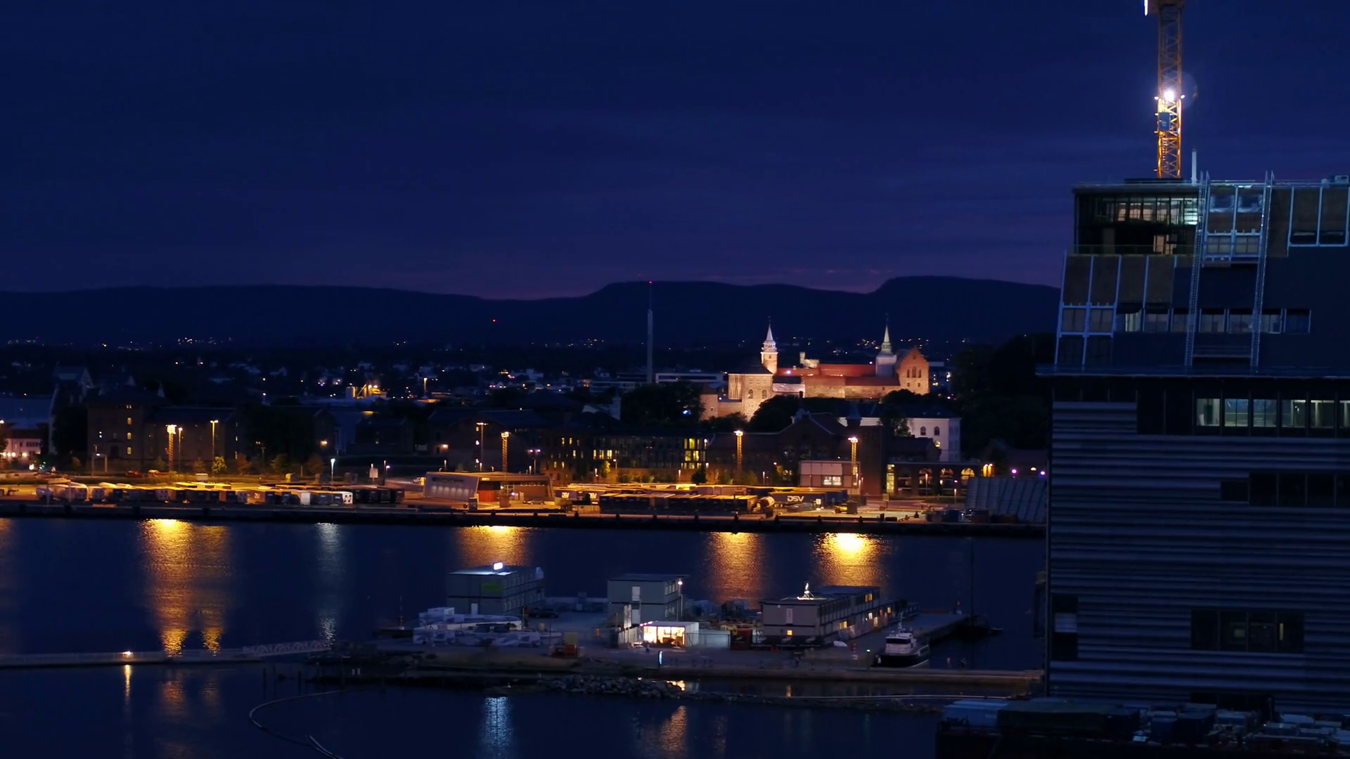 Aerial Norway Oslo June 2018 Night 90mm Zoom Stock Footage SBV ...