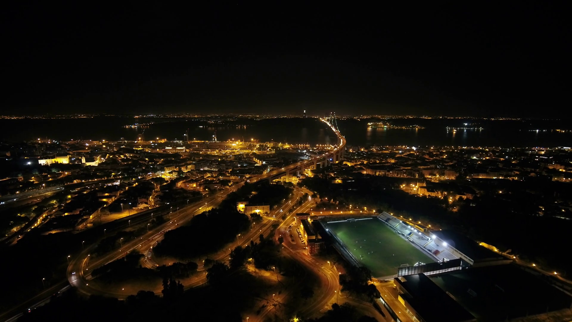 Aerial Portugal Lisbon June 2018 Night 30mm Stock Footage SBV-332482386 ...