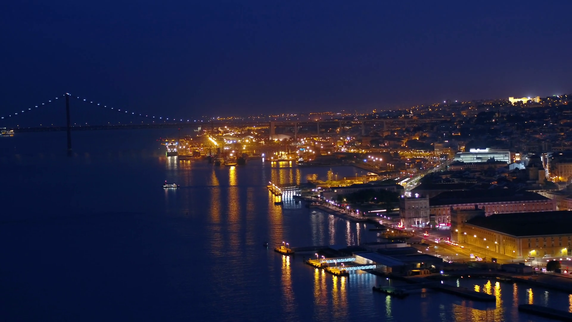 Aerial Portugal Lisbon June 2018 Night 90mm Stock Footage SBV-332479789 ...